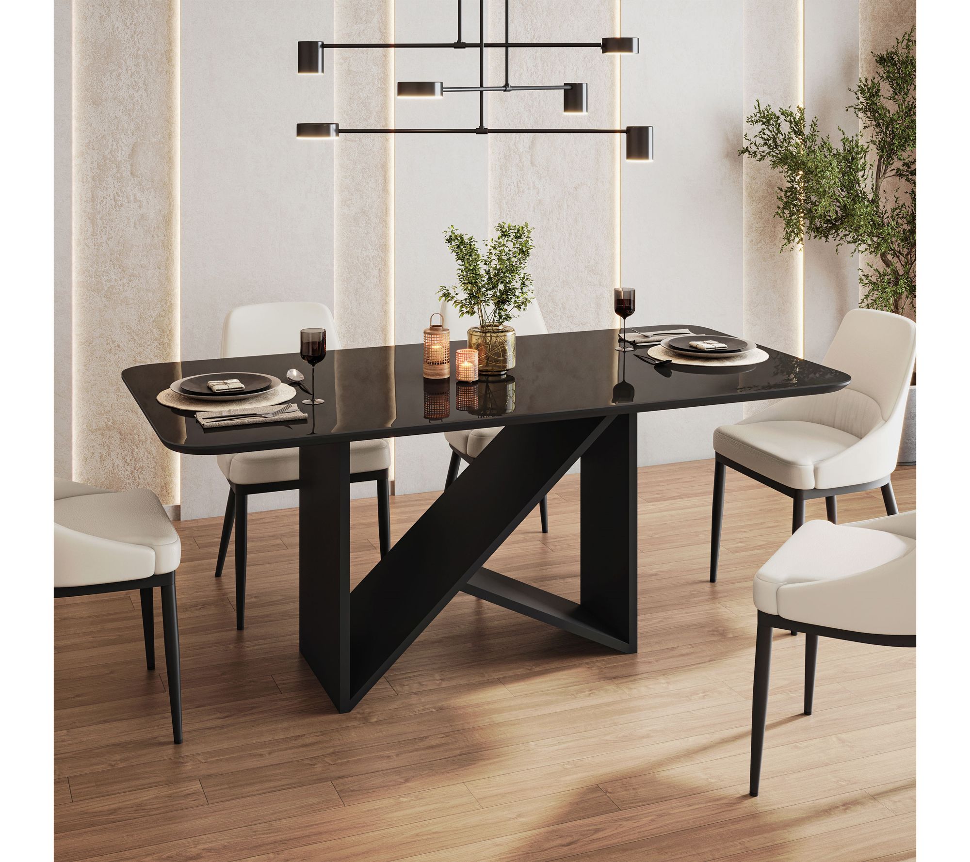 Techni Home Italian Style 6-Seat Dining Table w/ Painted Glass - QVC.com