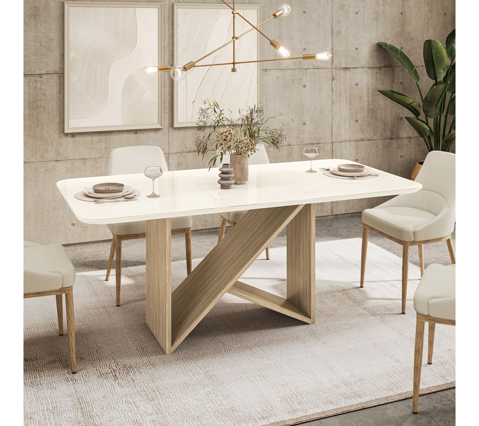 Techni Home Italian Style 6-Seat Dining Table w/ Painted Glass - QVC.com