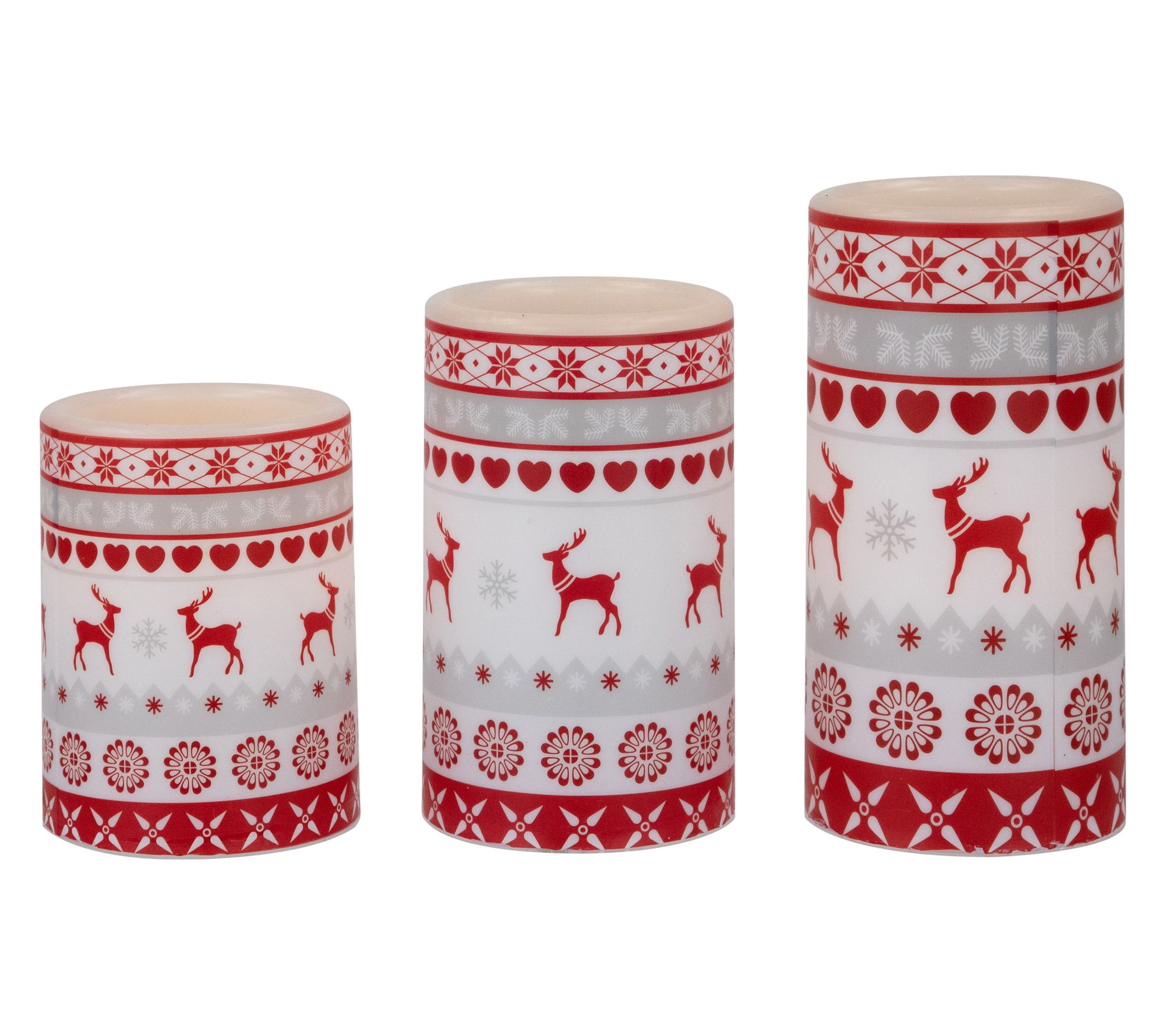 Northlight 6" LED Reindeer Pillar Christmas Candles 3-Piece - QVC.com
