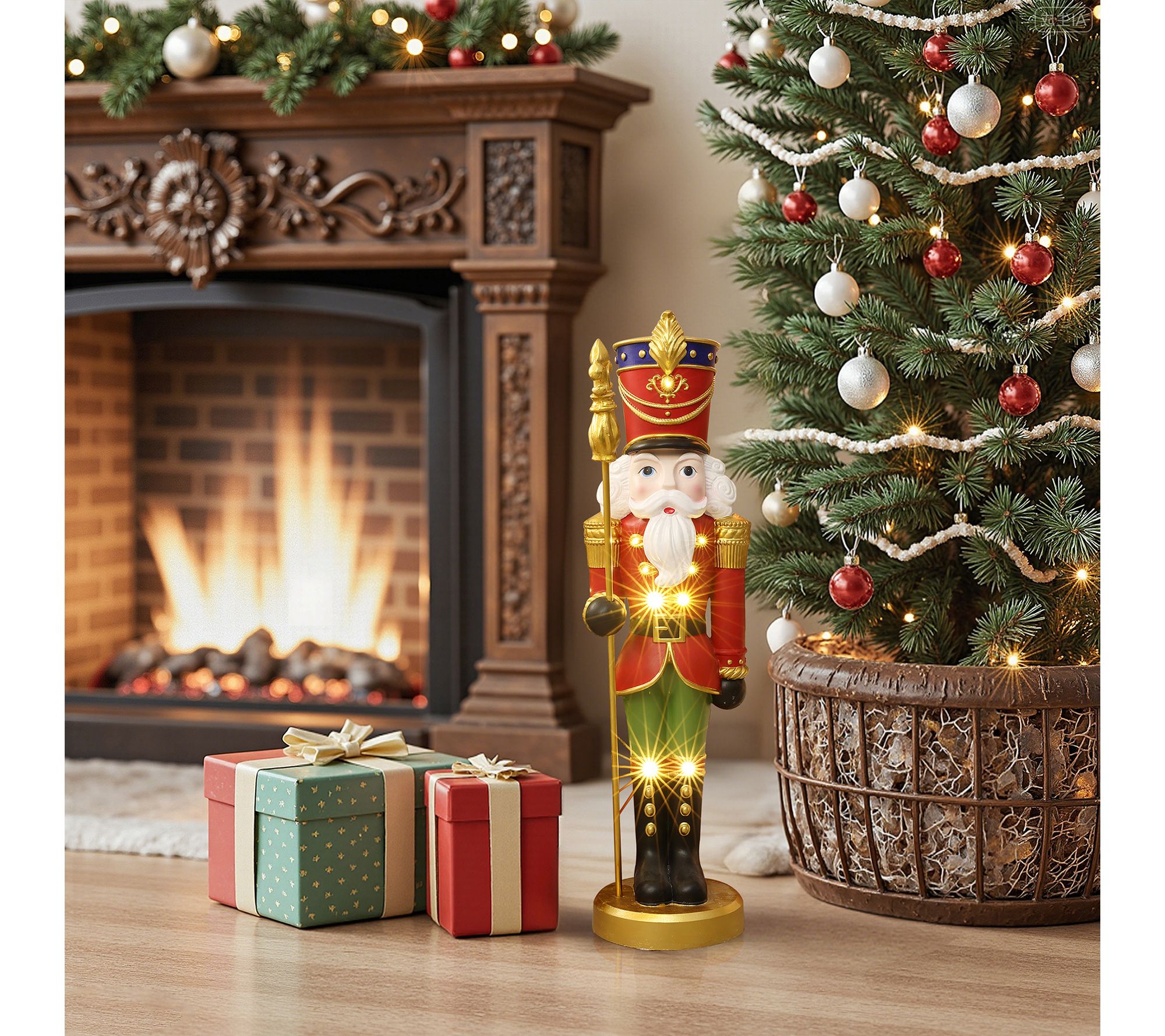 LuxenHome 2ft Lighted Nutcracker Soldier with Scepter - QVC.com