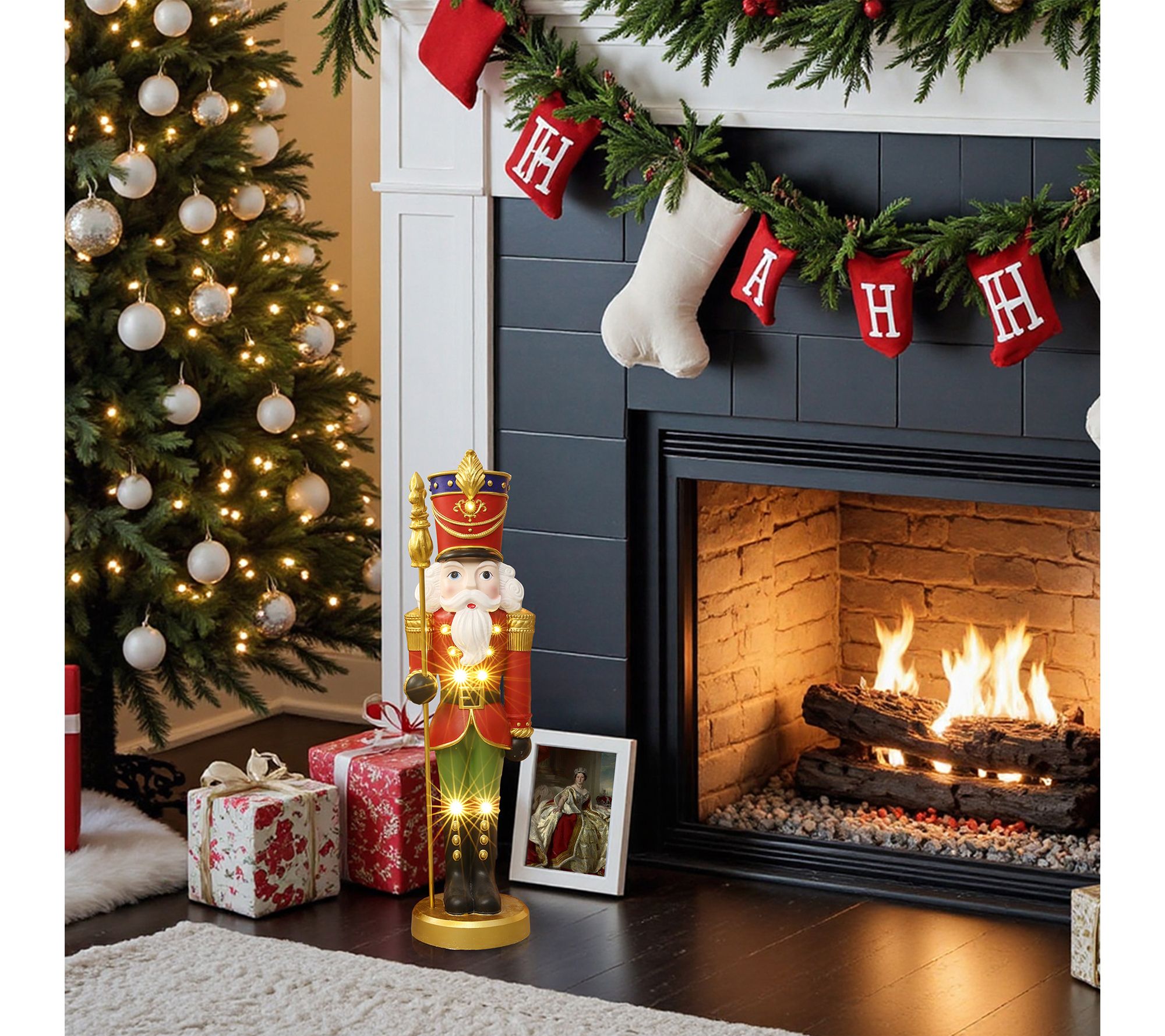 LuxenHome 2ft Lighted Nutcracker Soldier with Scepter - QVC.com