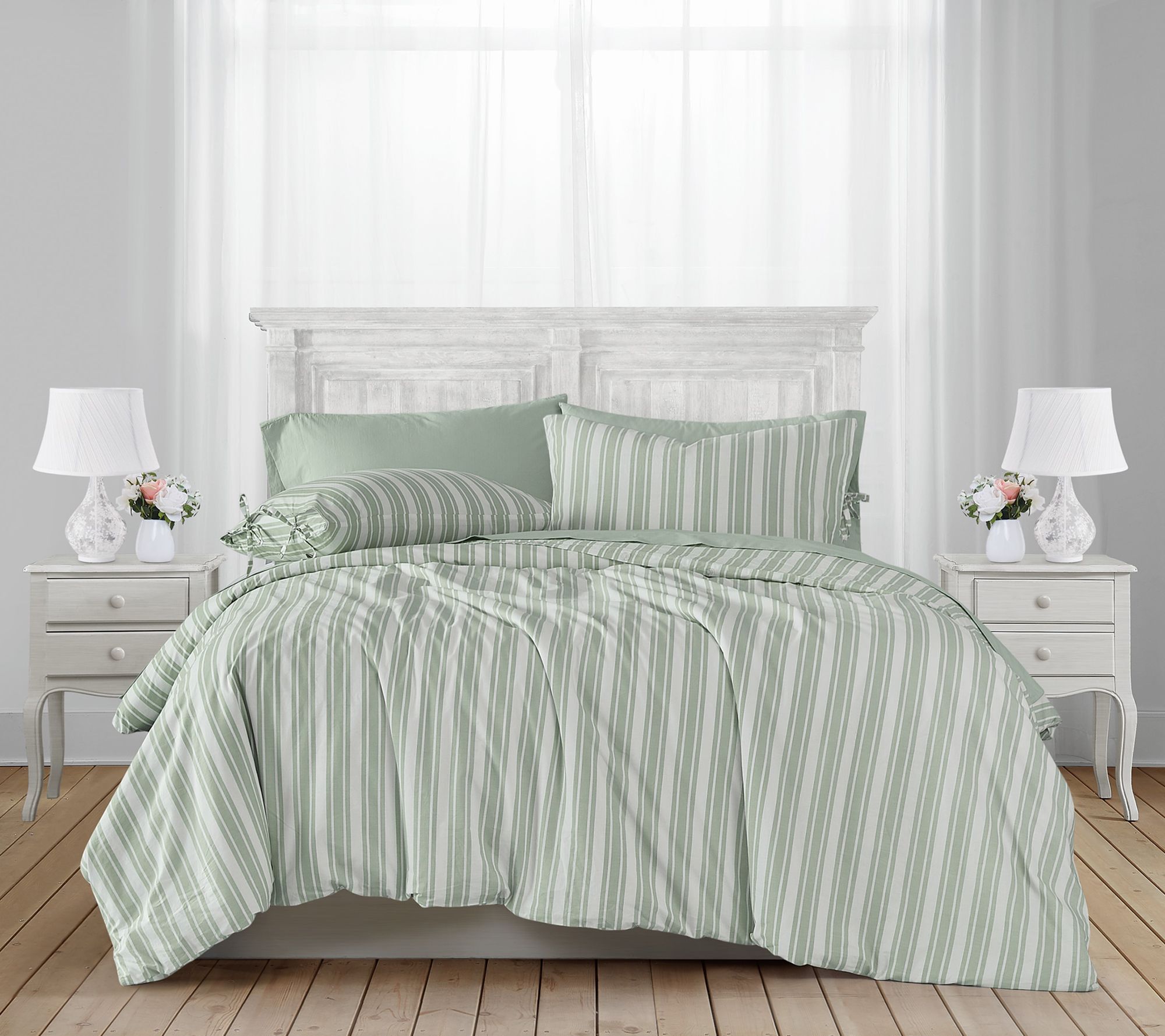 The Farmhouse by Rachel Ashwell Ticking StripeKing Duvet Set - QVC.com