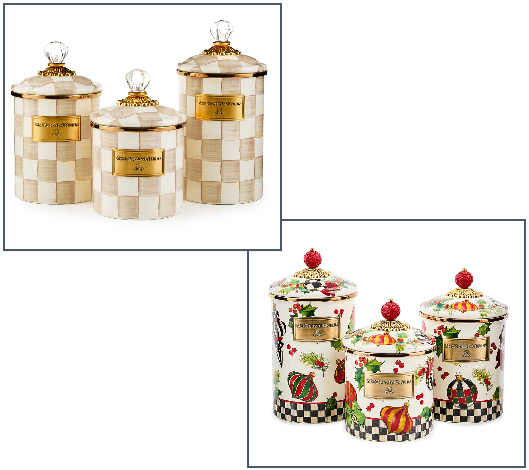 MacKenzie- Childs Canisters - Sm, Md, Lrg Check or Floral - QVC.com