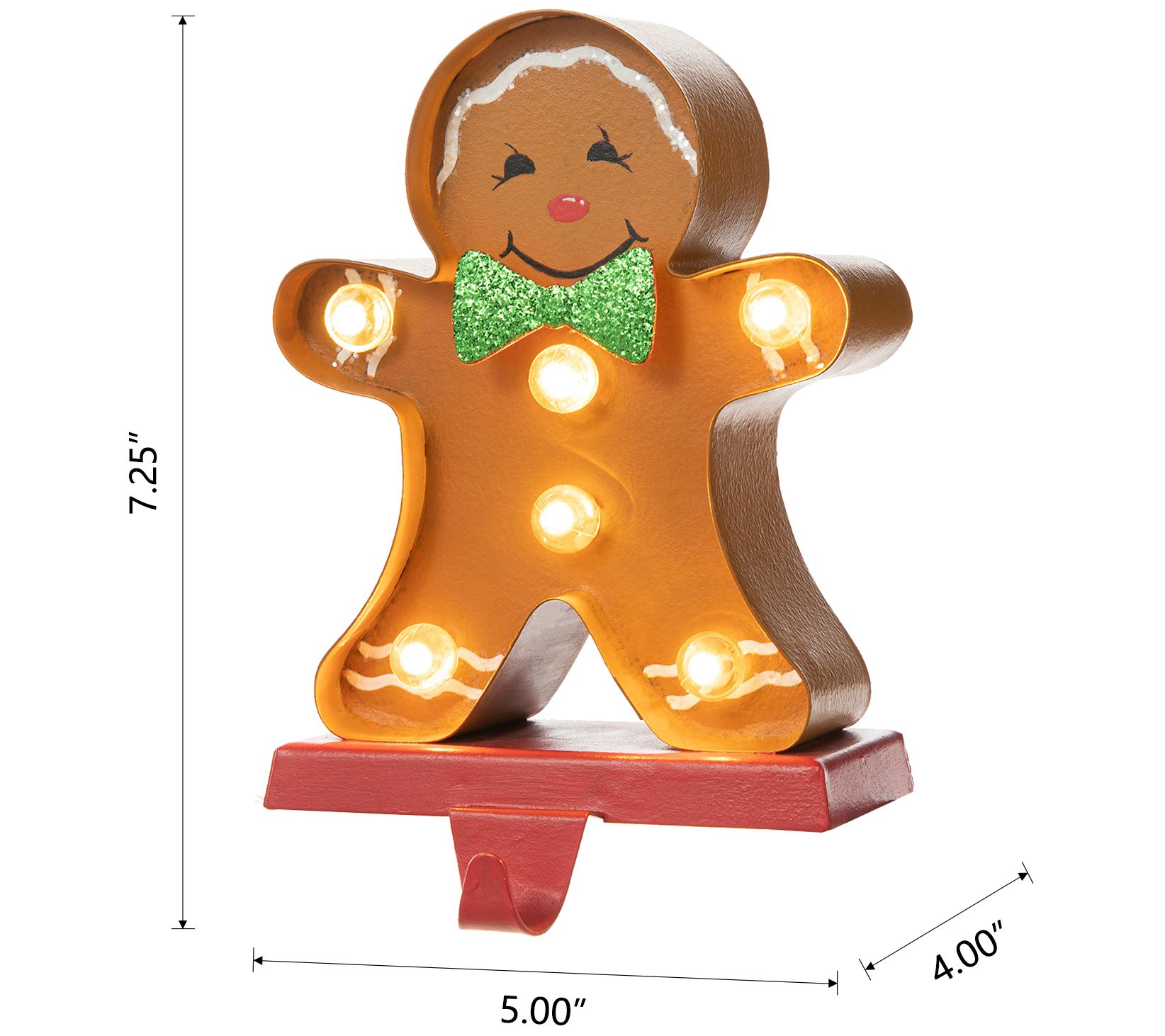 Glitzhome 7.25"H LED Gingerbread Man Christmasocking Holder - QVC.com