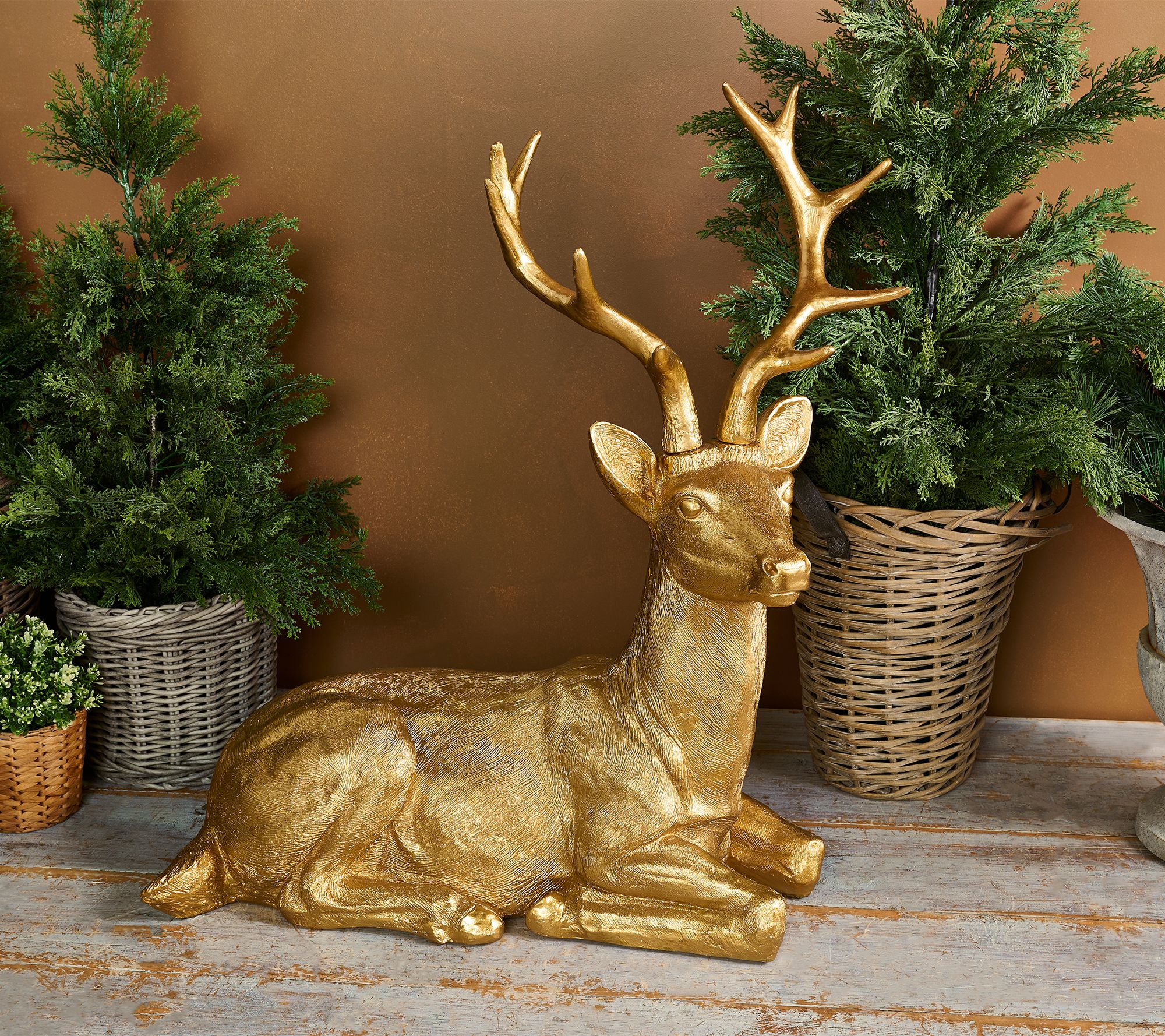 30" Oversized Indoor/Outdoor Sitting Reindeer by Kim Gravel - QVC.com