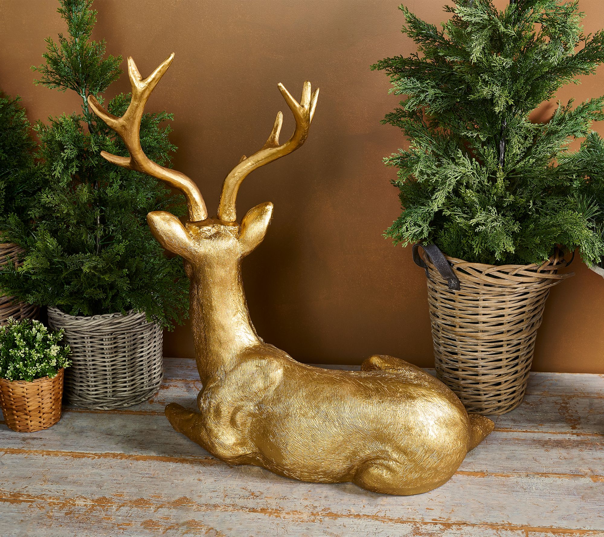 30" Oversized Indoor/Outdoor Sitting Reindeer by Kim Gravel - QVC.com