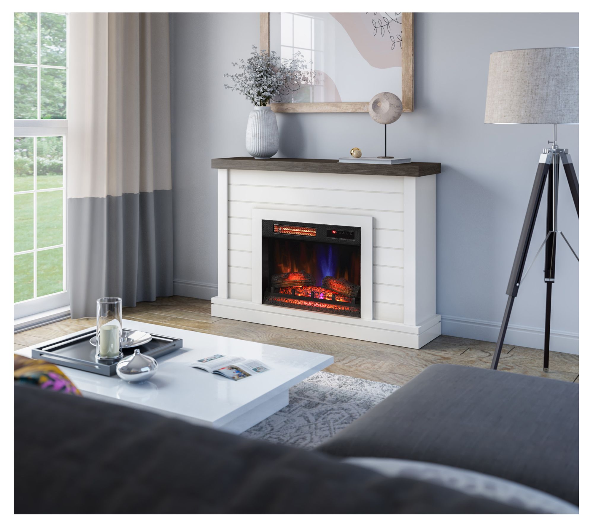 Duraflame Shiplap Wall Mantel Fireplace Infrared Heater - QVC.com