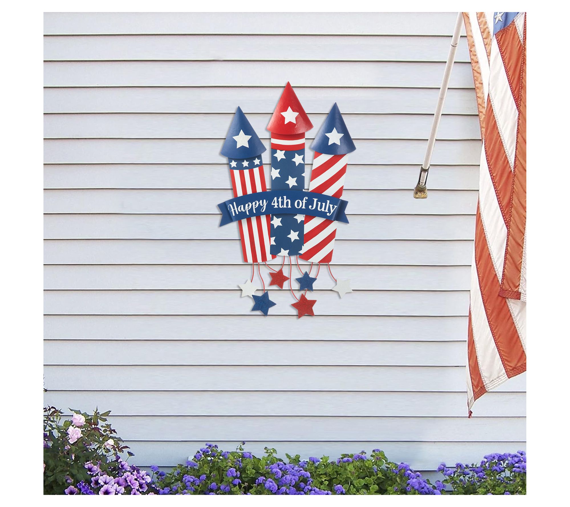 Glitzhome 30" Patriotic USA Americana Firecracker Garden Stake - QVC.com