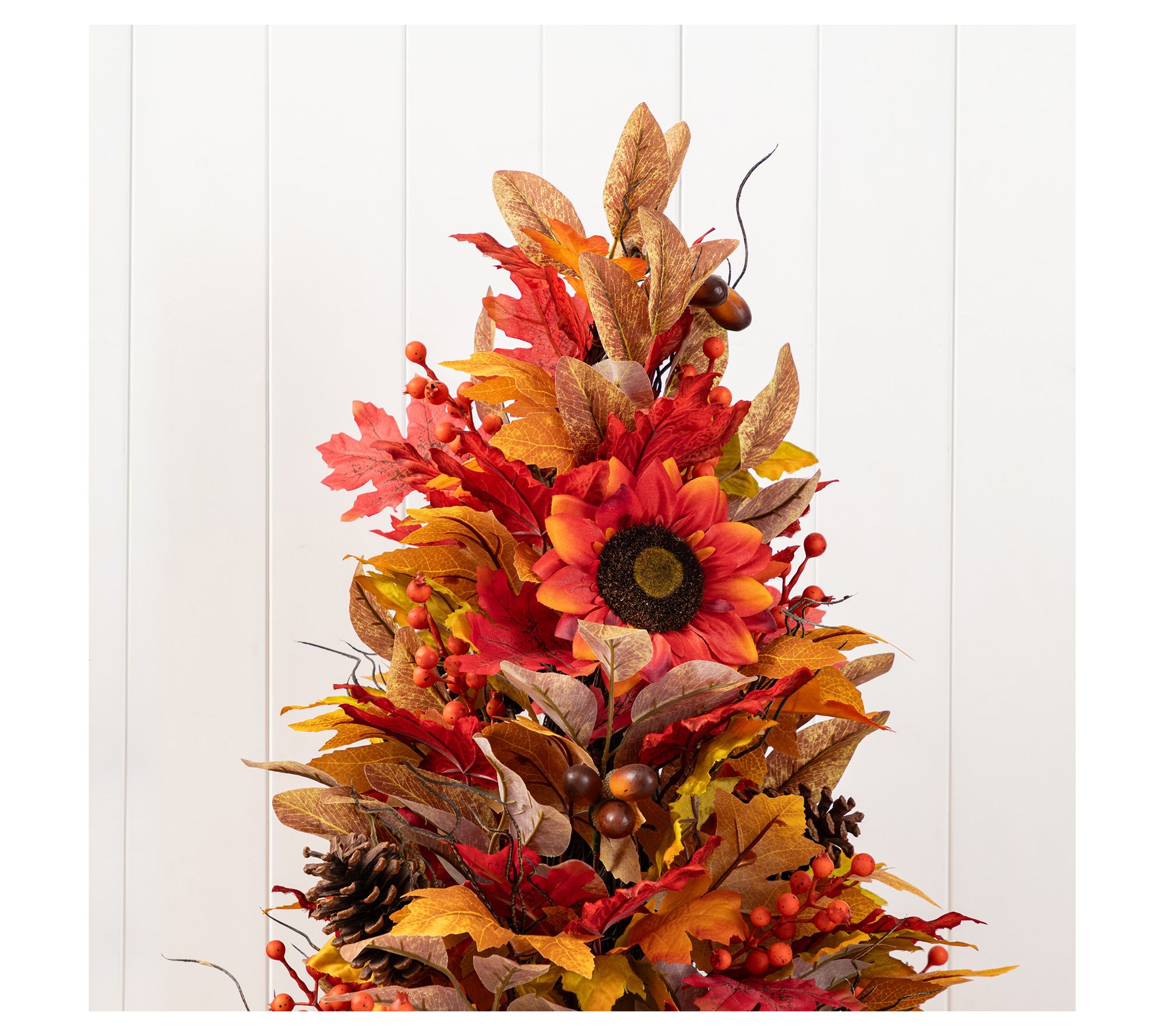 Glitzhome 36"H Fall Harvest Sunflower Berry Leaf Porch Tree - QVC.com