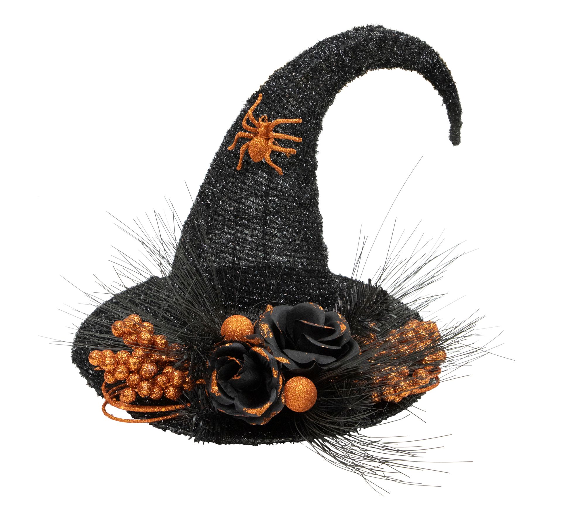 Northlight 16" Witch's Hat with Roses HalloweenDecor - QVC.com