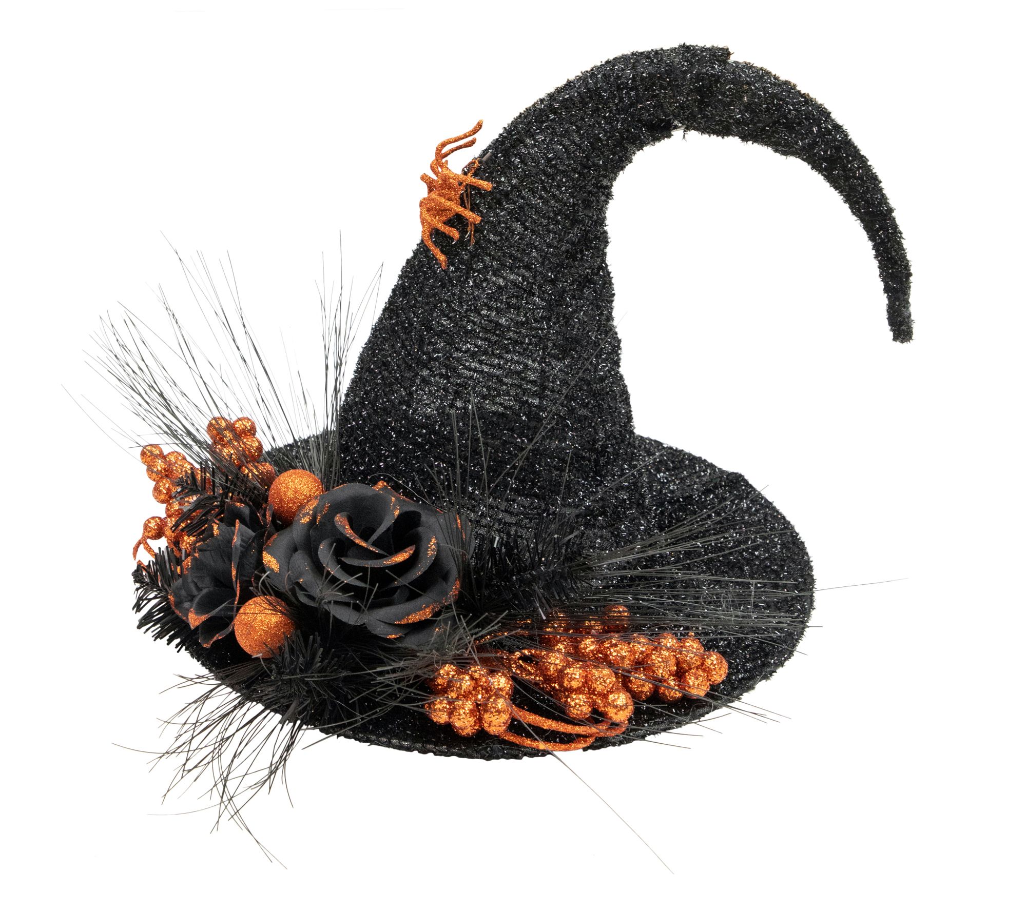 Northlight 16" Witch's Hat with Roses HalloweenDecor - QVC.com