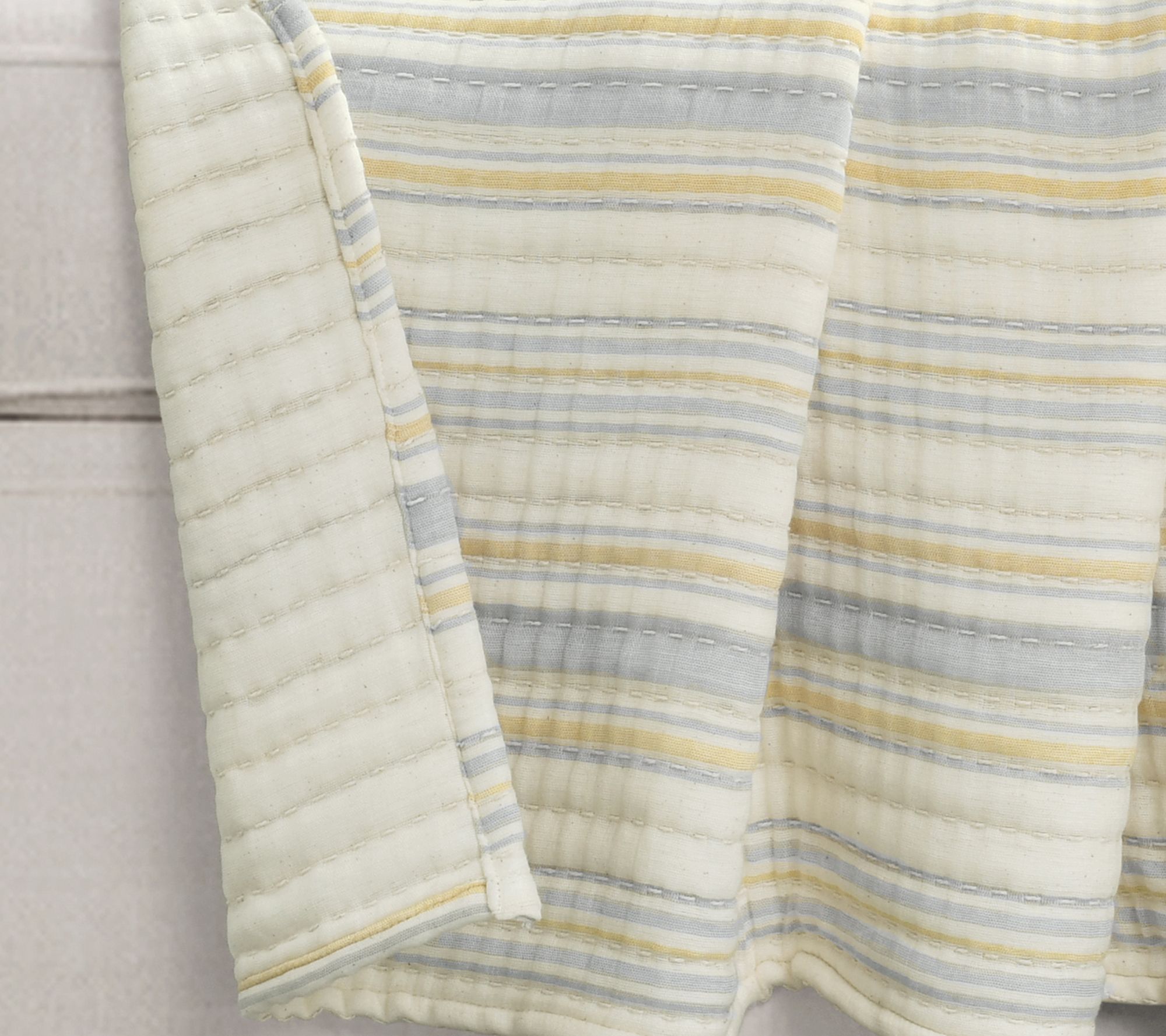 Solange Stripe Kantha Pick Stitch Yarn Dyed Cotton Woven-TH - QVC.com