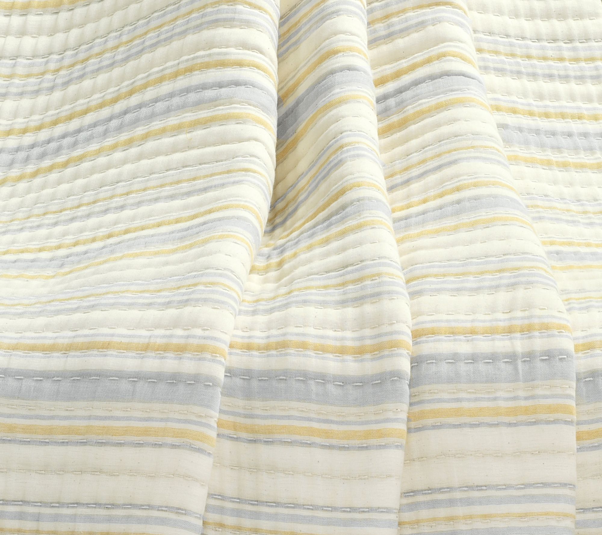 Solange Stripe Kantha Pick Stitch Yarn Dyed Cotton Woven-TH - QVC.com