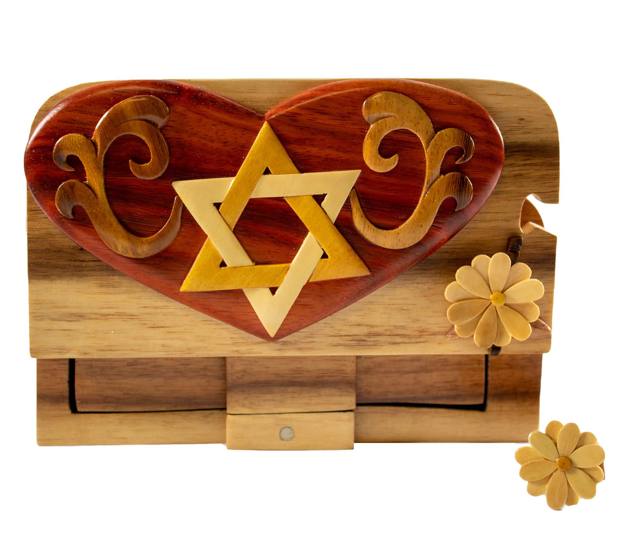 Carver Dan's Star of David Heart Puzzle Box with Mag. Closure - QVC.com