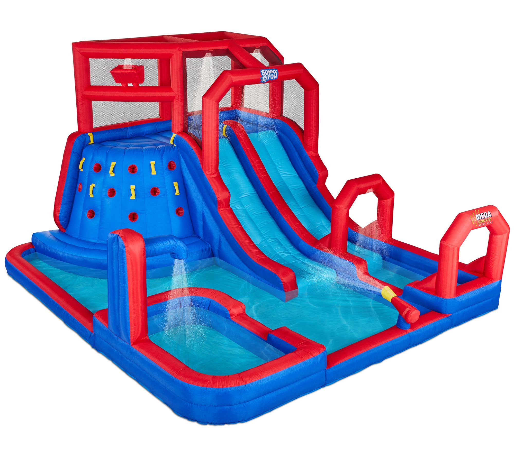 Sunny & Fun Mega Climb N' Go Inflatable Water Slide Park - QVC.com