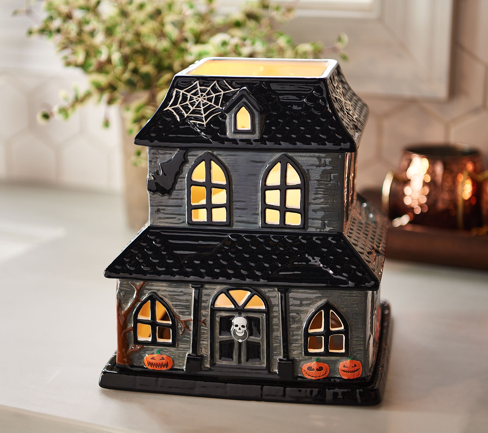 "As Is" HomeWorx by Slatkin & Co. Haunted House Candle Luminary - QVC.com