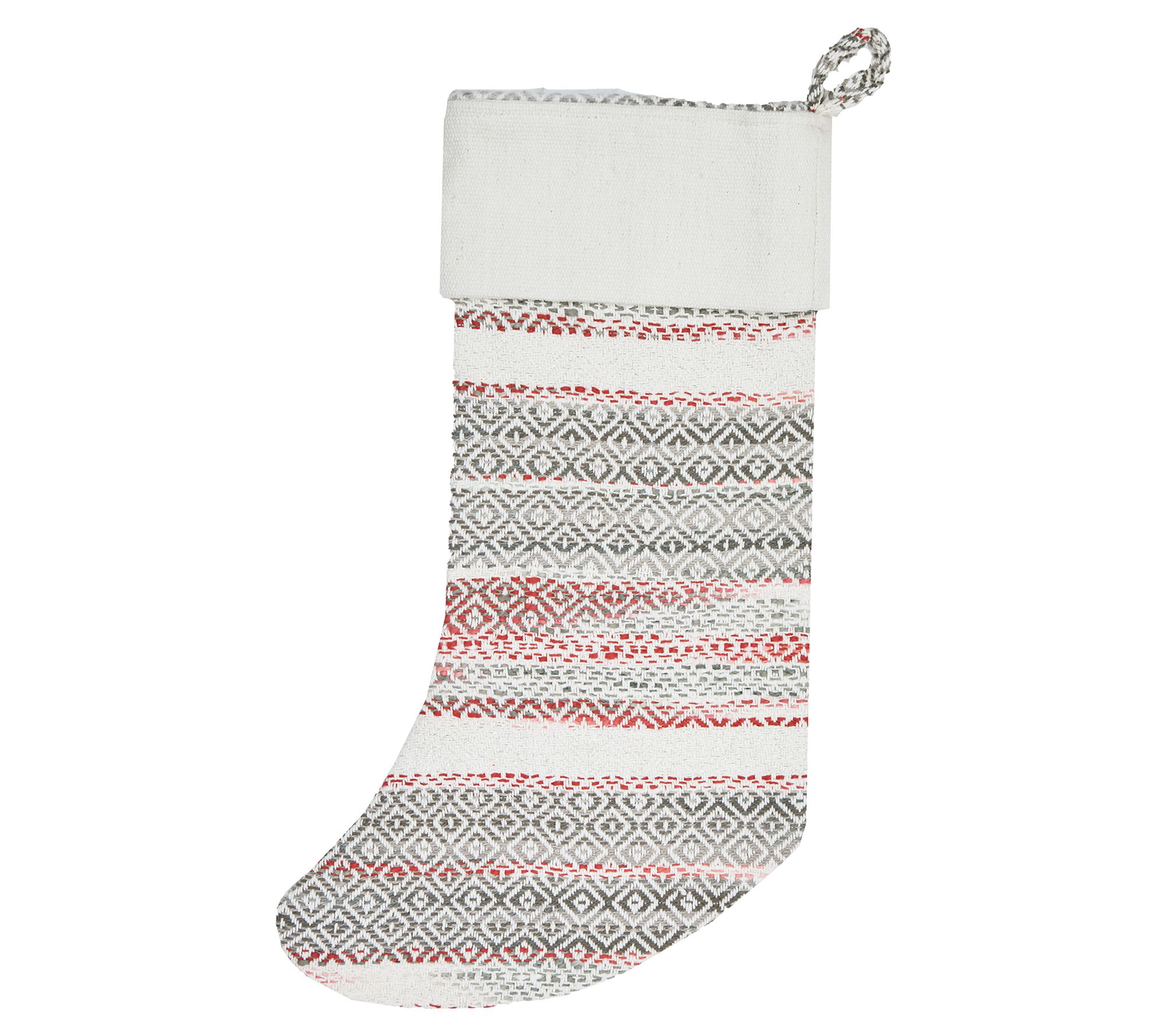 C&F Home Cozy Nordic Red/Gray Christmas Stocking Holidays - QVC.com