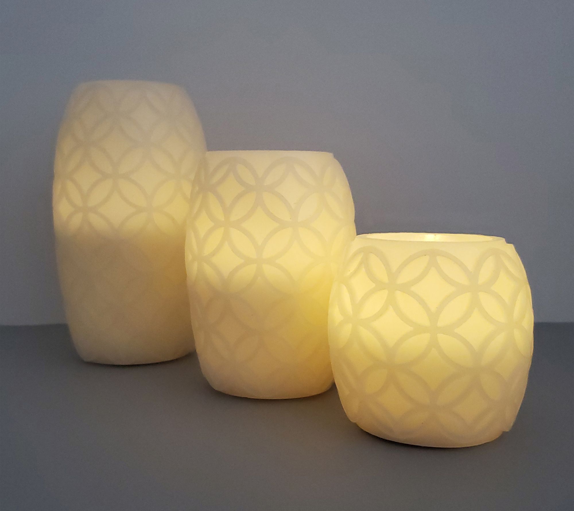 LumaBase 3ct Battery-Operated Textured Wax LED Candles - QVC.com