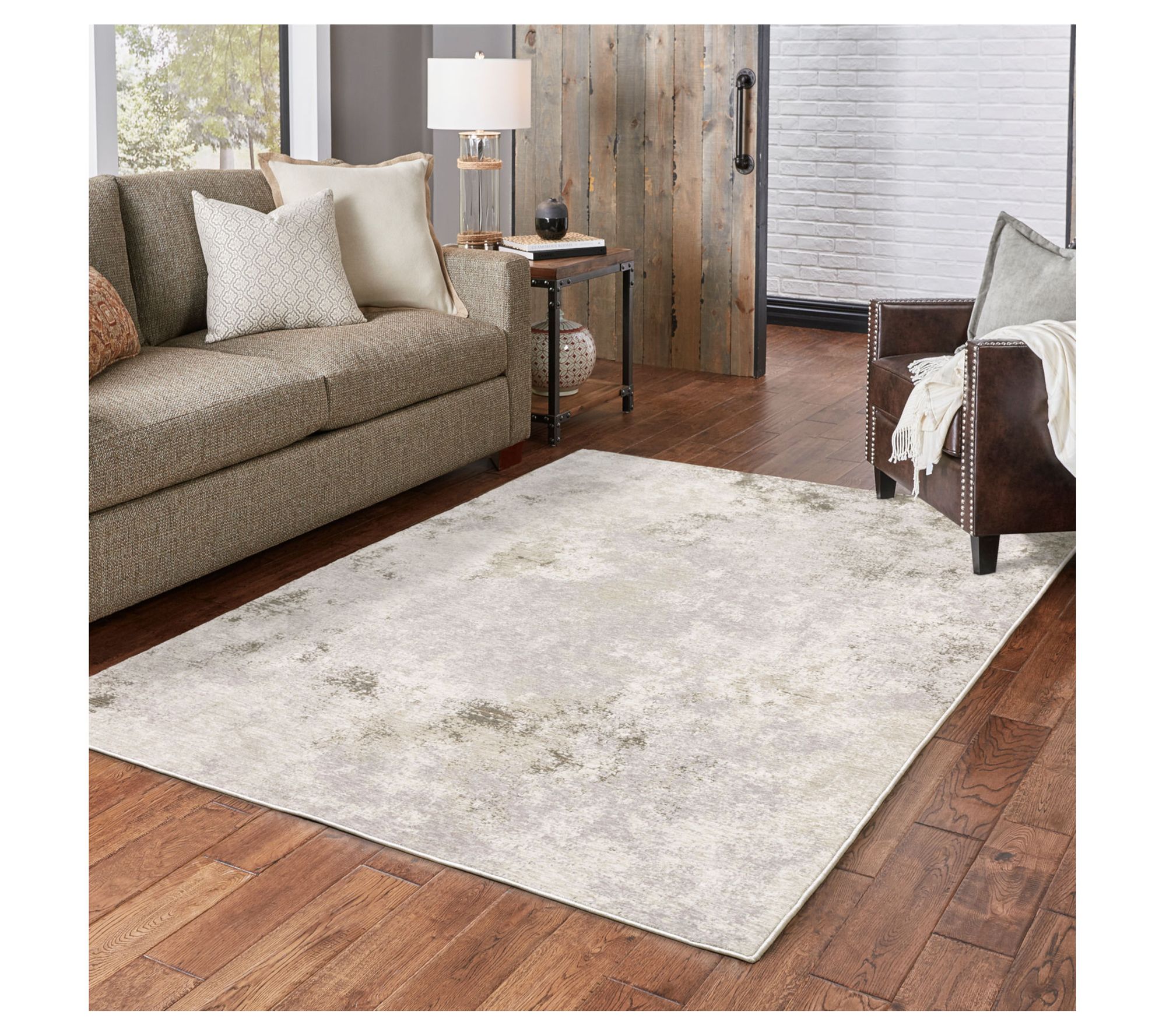 Linden Place Ivory Distressed Tonal Abstract 5'3"x7'6" Rug - QVC.com
