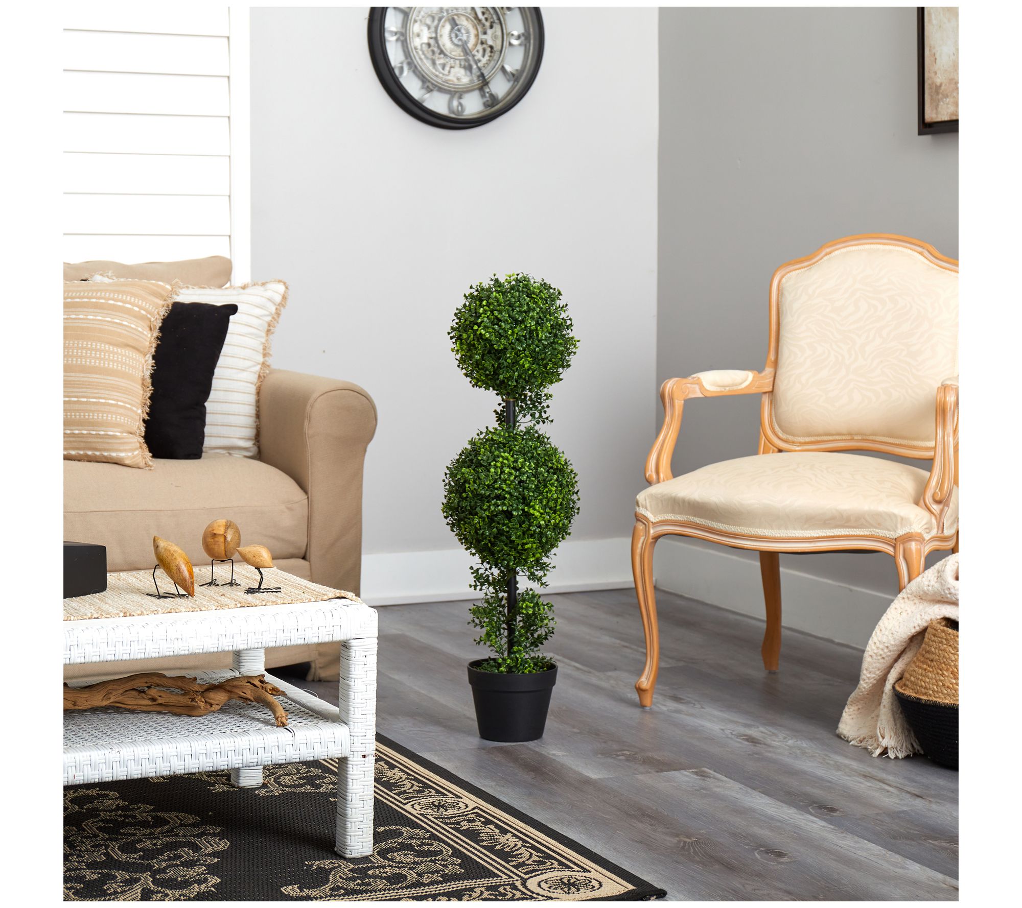 Nearly Natural 34" Boxwood Double Ball Topiary - QVC.com