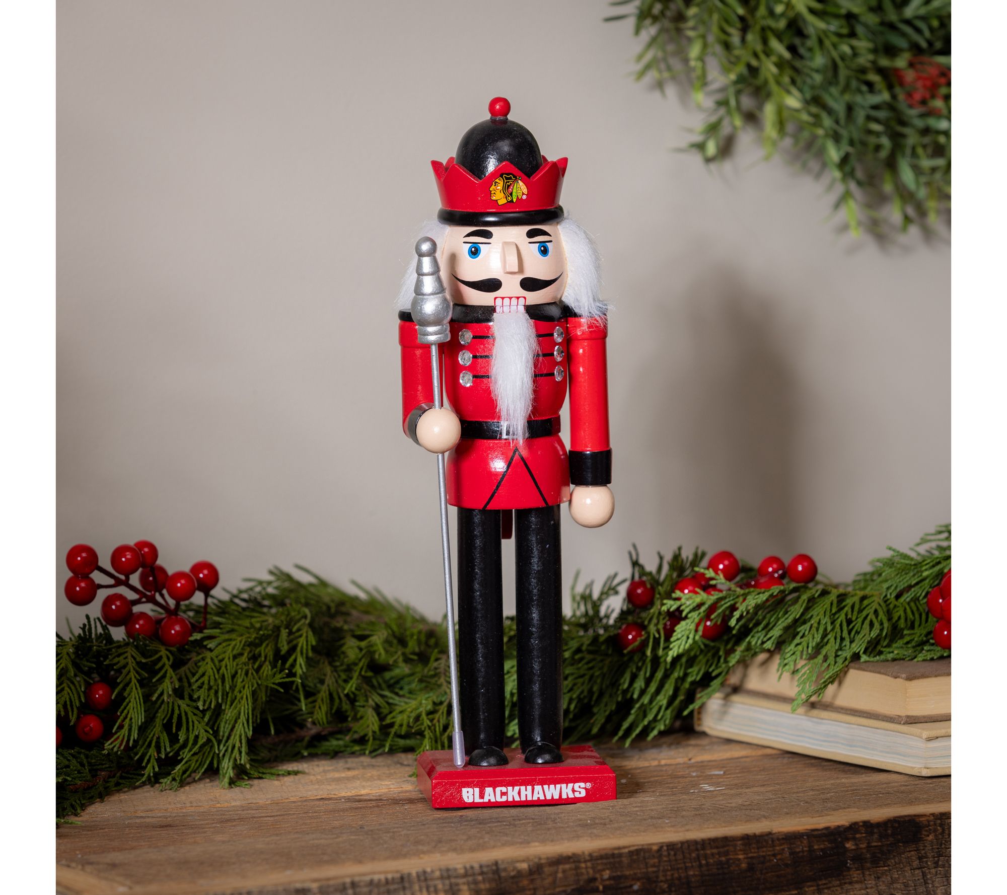 Evergreen 12" Wooden Nutcracker Statue with NHLTeam Logo - QVC.com