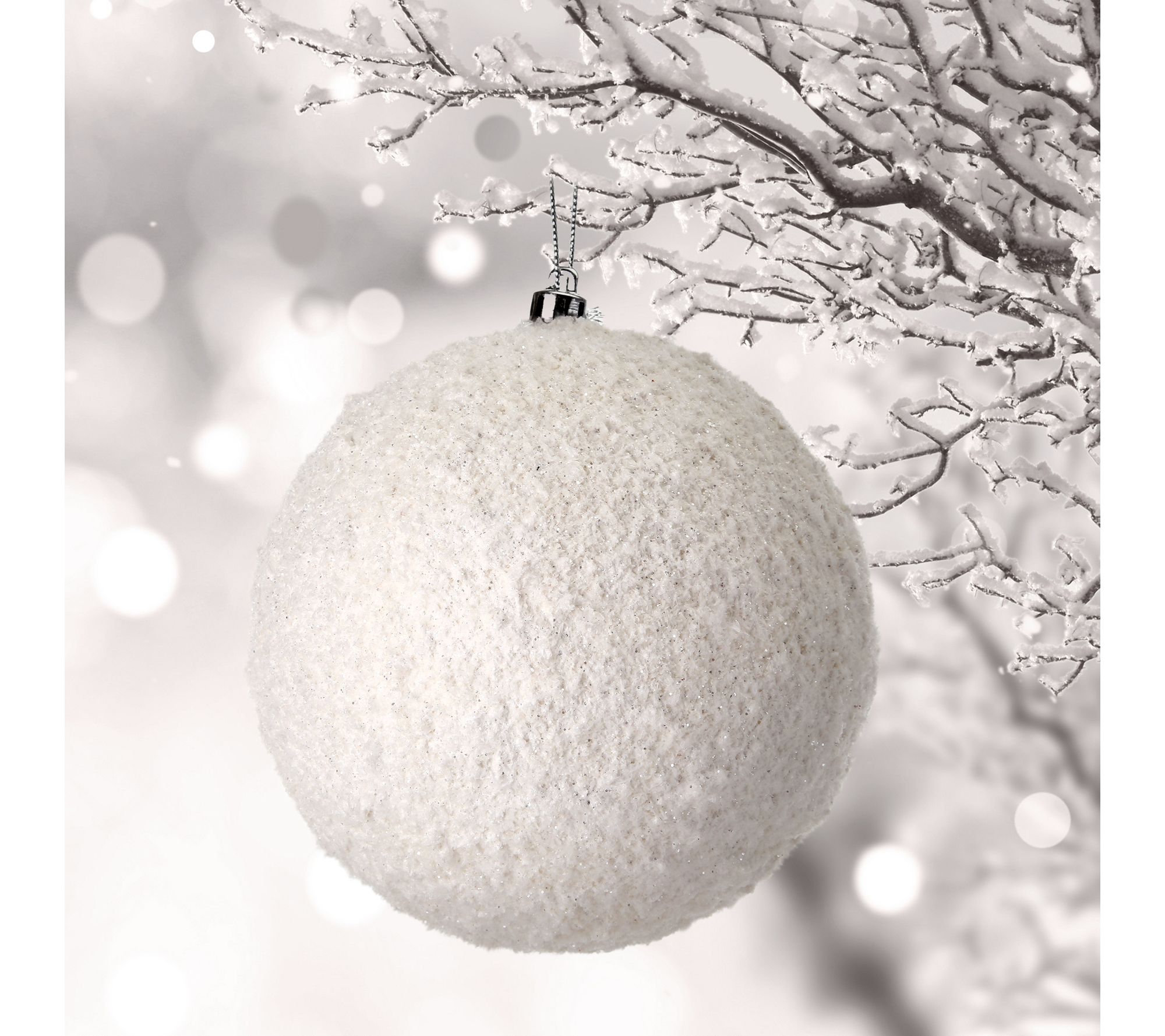 6" Frosted Text ure Snowball Or nament Set of 4 By Valerie - QVC.com