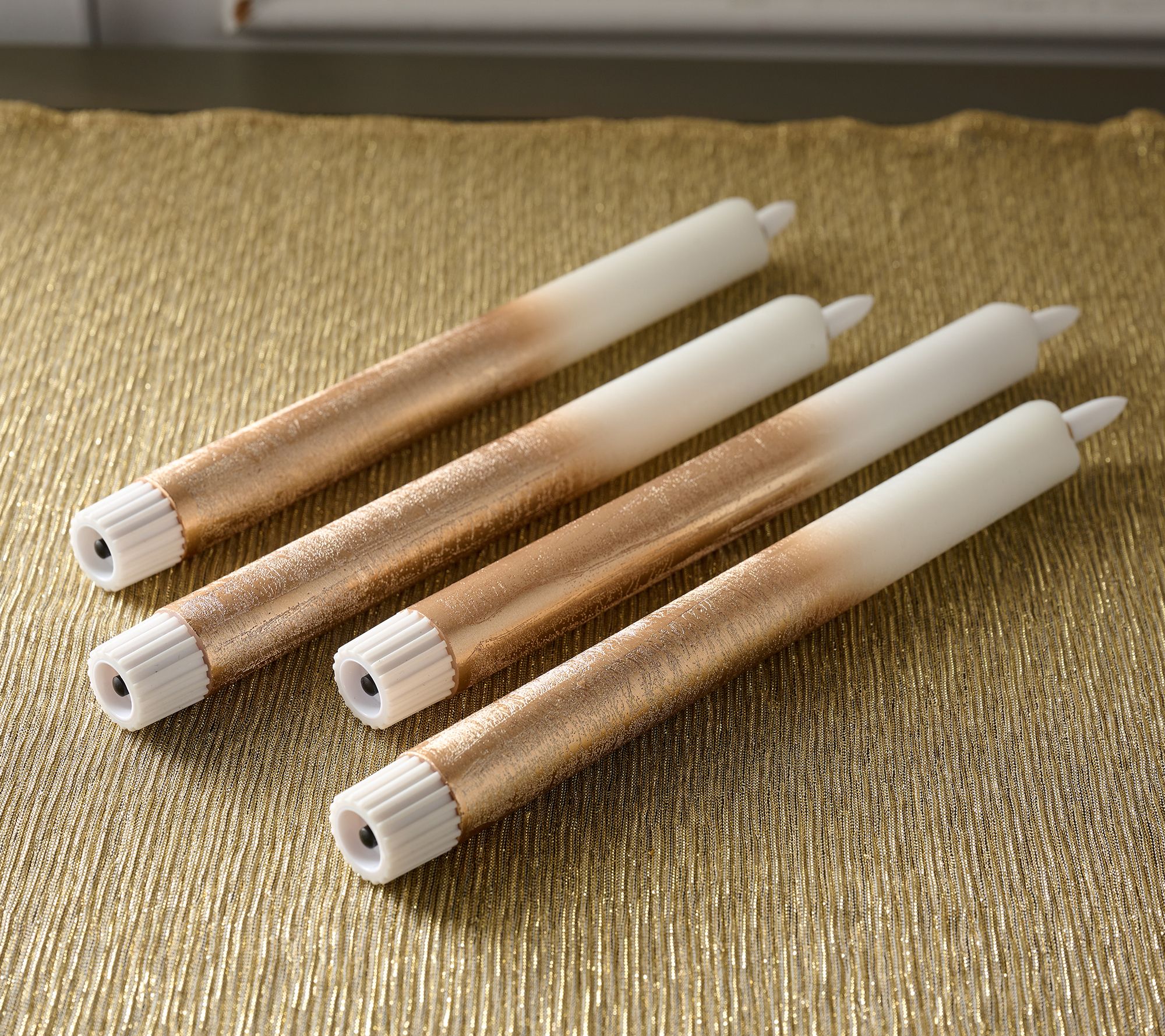 Home Reflections S/4 Flameless Shiny Ombre Taper Candles - QVC.com