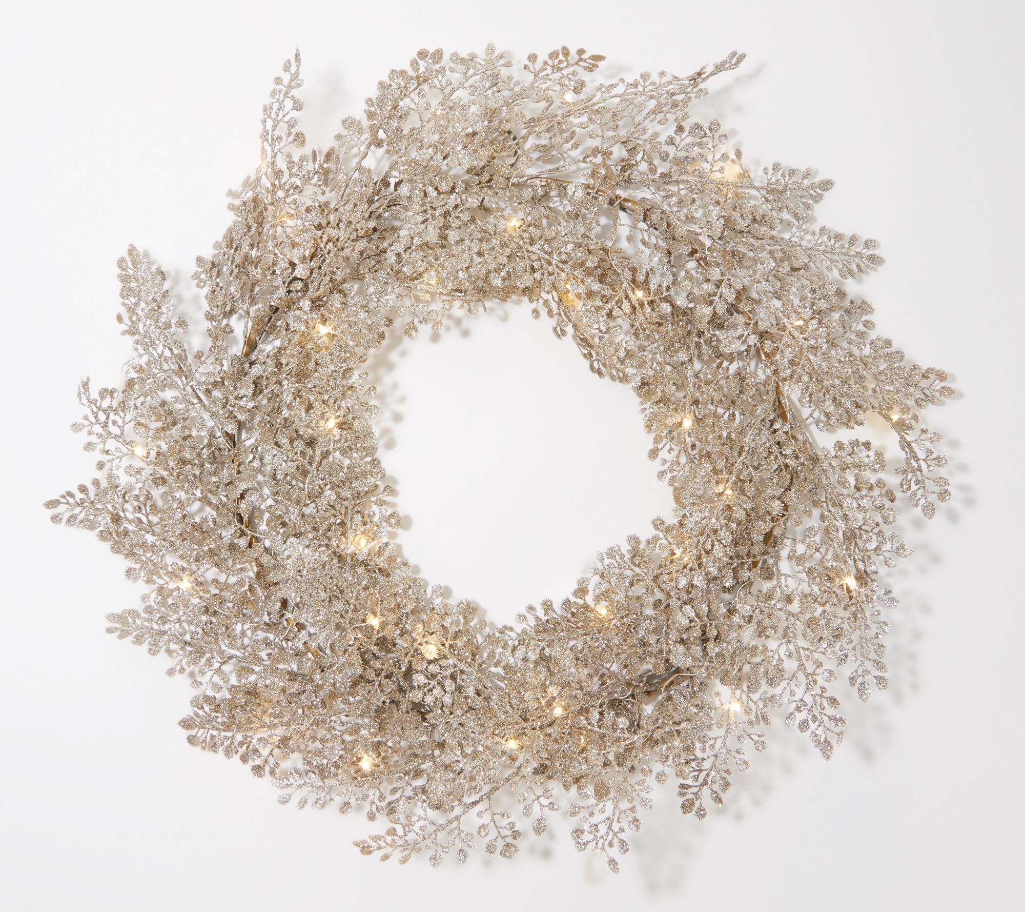 "As Is" Martha Stewart 24" Lit Glittered Fern Wreath - QVC.com