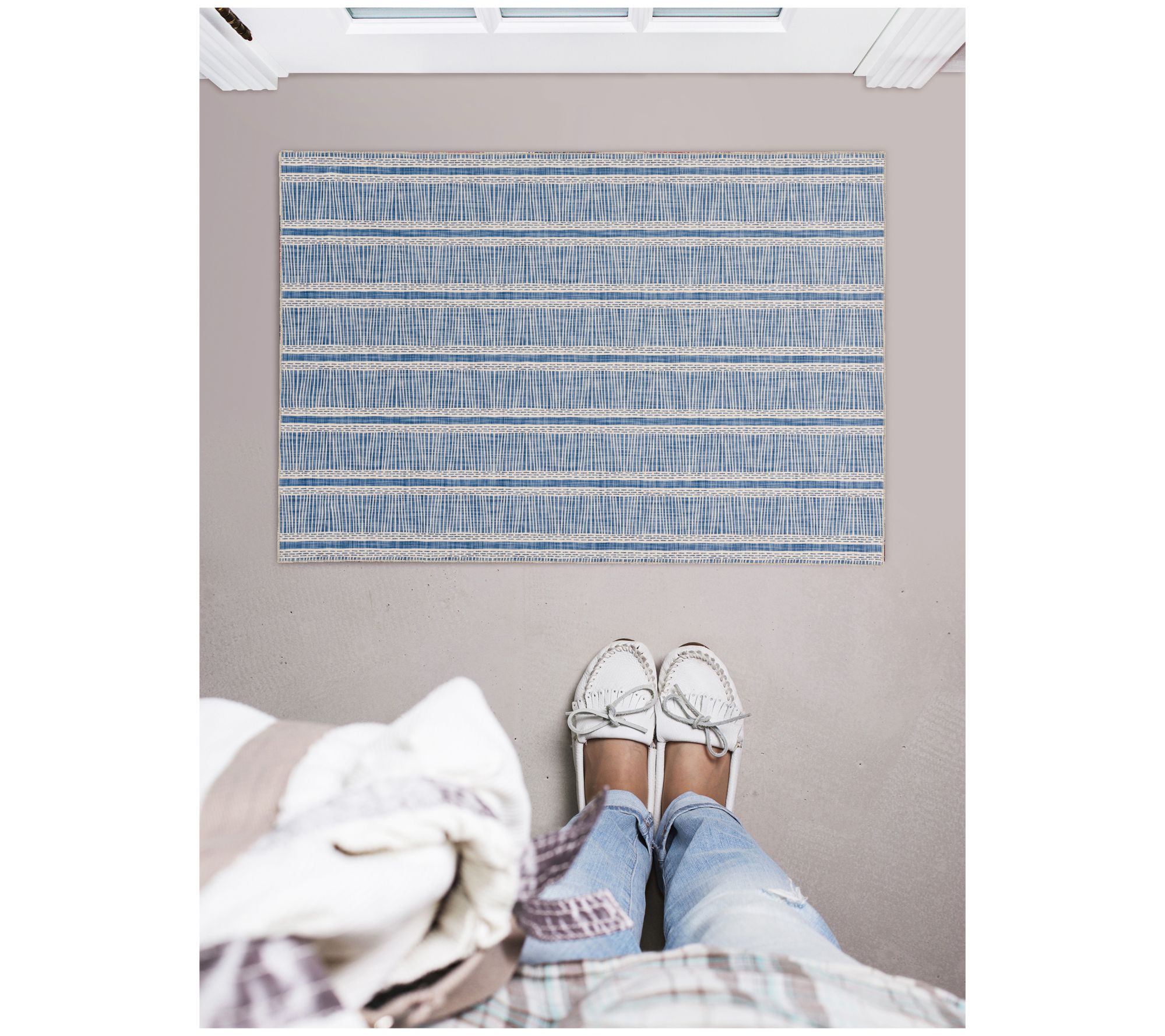 Linon Home Luna 2'x3' Washable Non-Slip Decorative Striped Rug - QVC.com