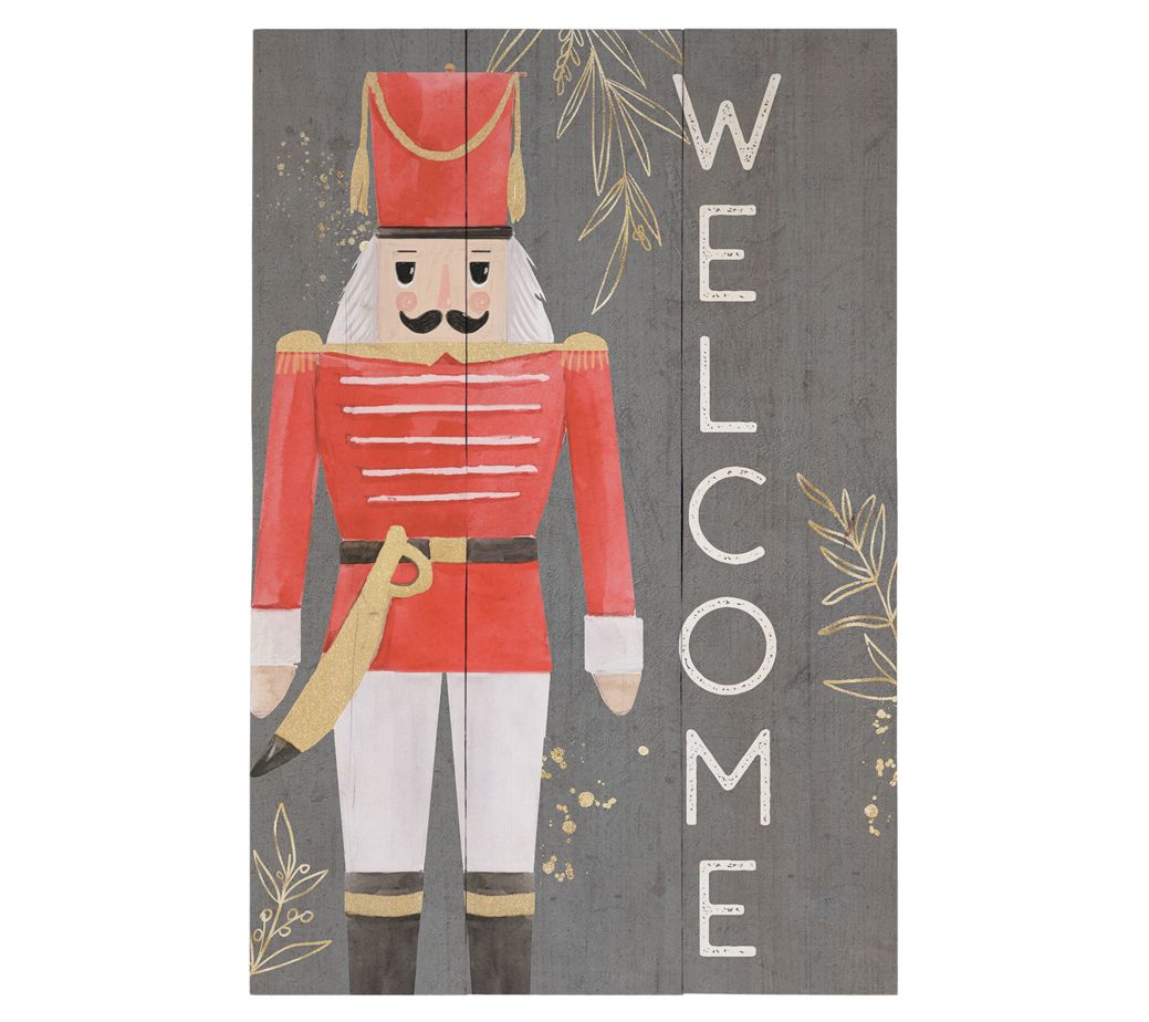 Welcome Nutcracker. Rustic Pallet By Sincere Surroundings - QVC.com