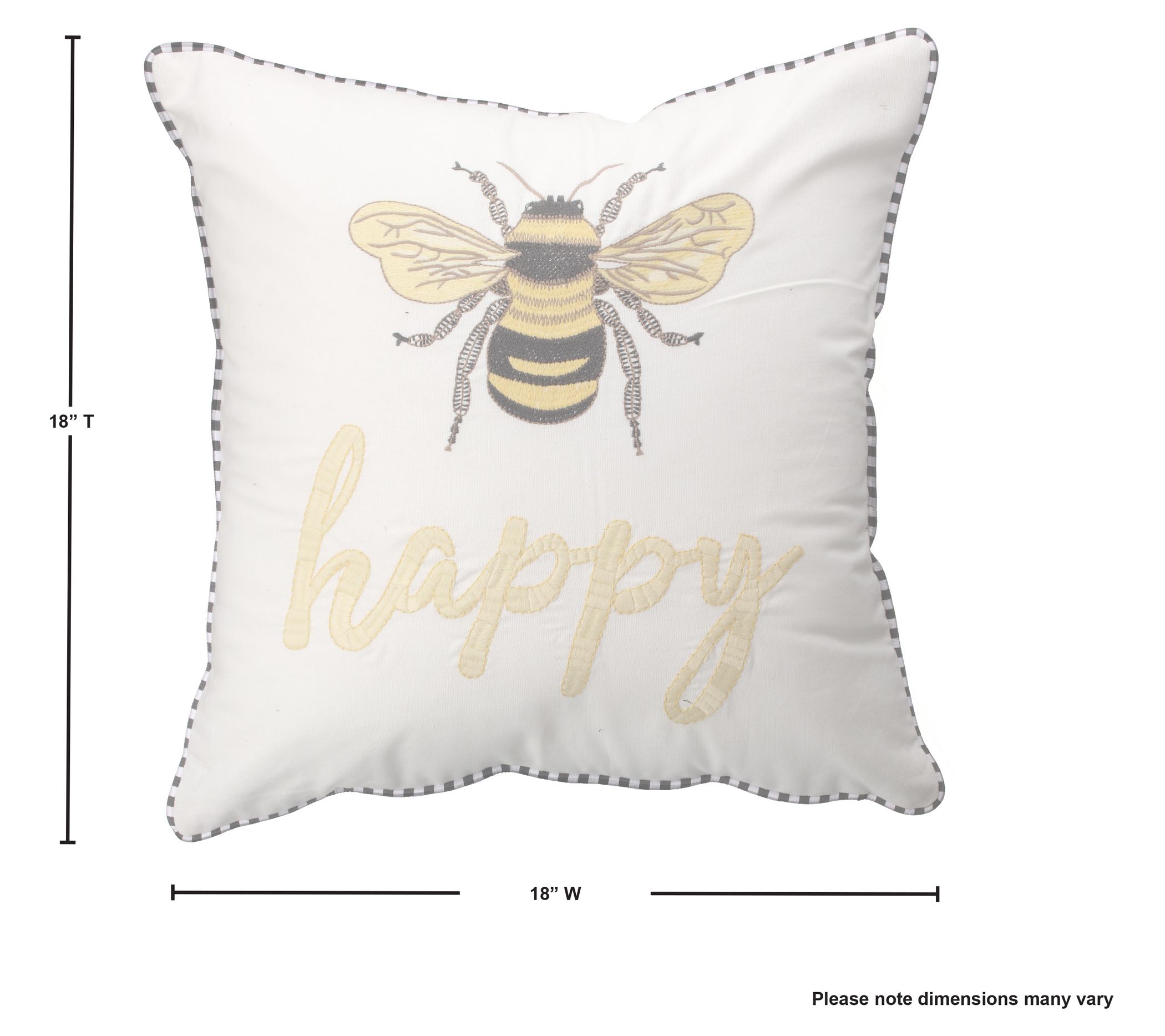 Embroidered "Bee Happy" Pillow 18" x 18" by Valerie - QVC.com