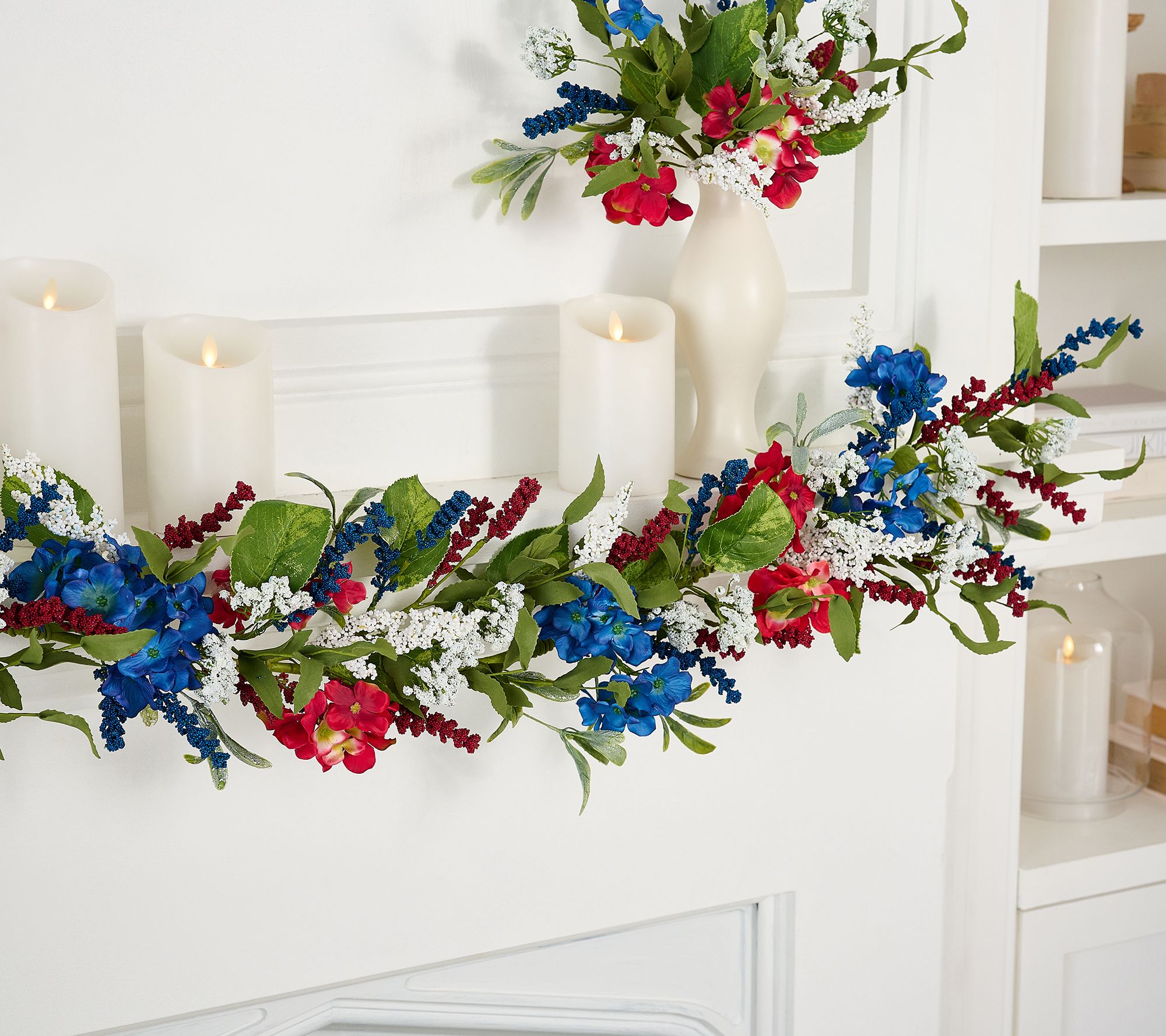 Red, White and Blue Hydrangea Queen Anne's Lace 4' Garland by Valerie ...