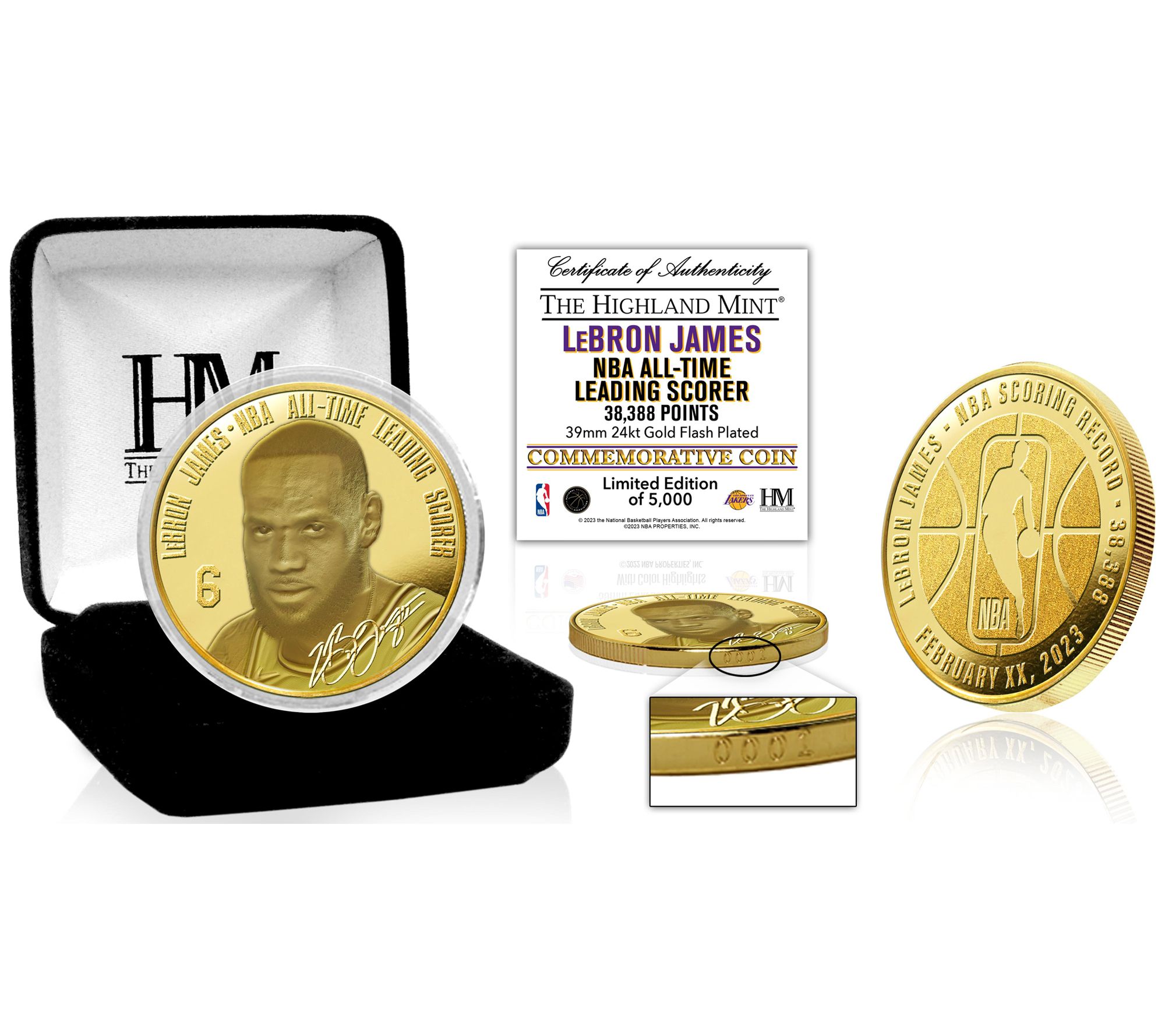 Highland Mint Lebron NBA All-Time Leading Scorer Gold Coin - QVC.com