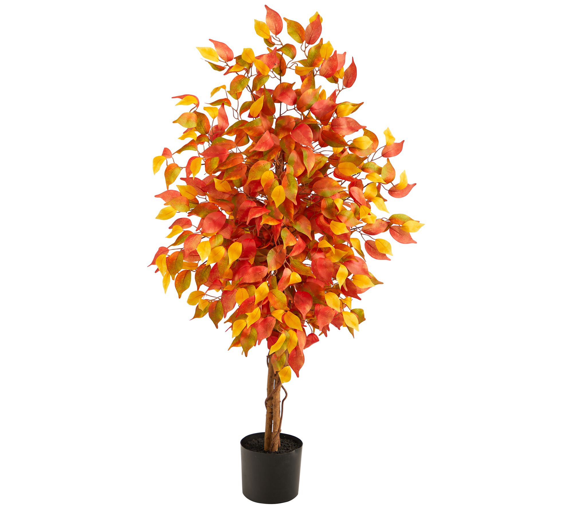 Nearly Natural 4' Autumn Ficus Artificial Fall Tree - QVC.com
