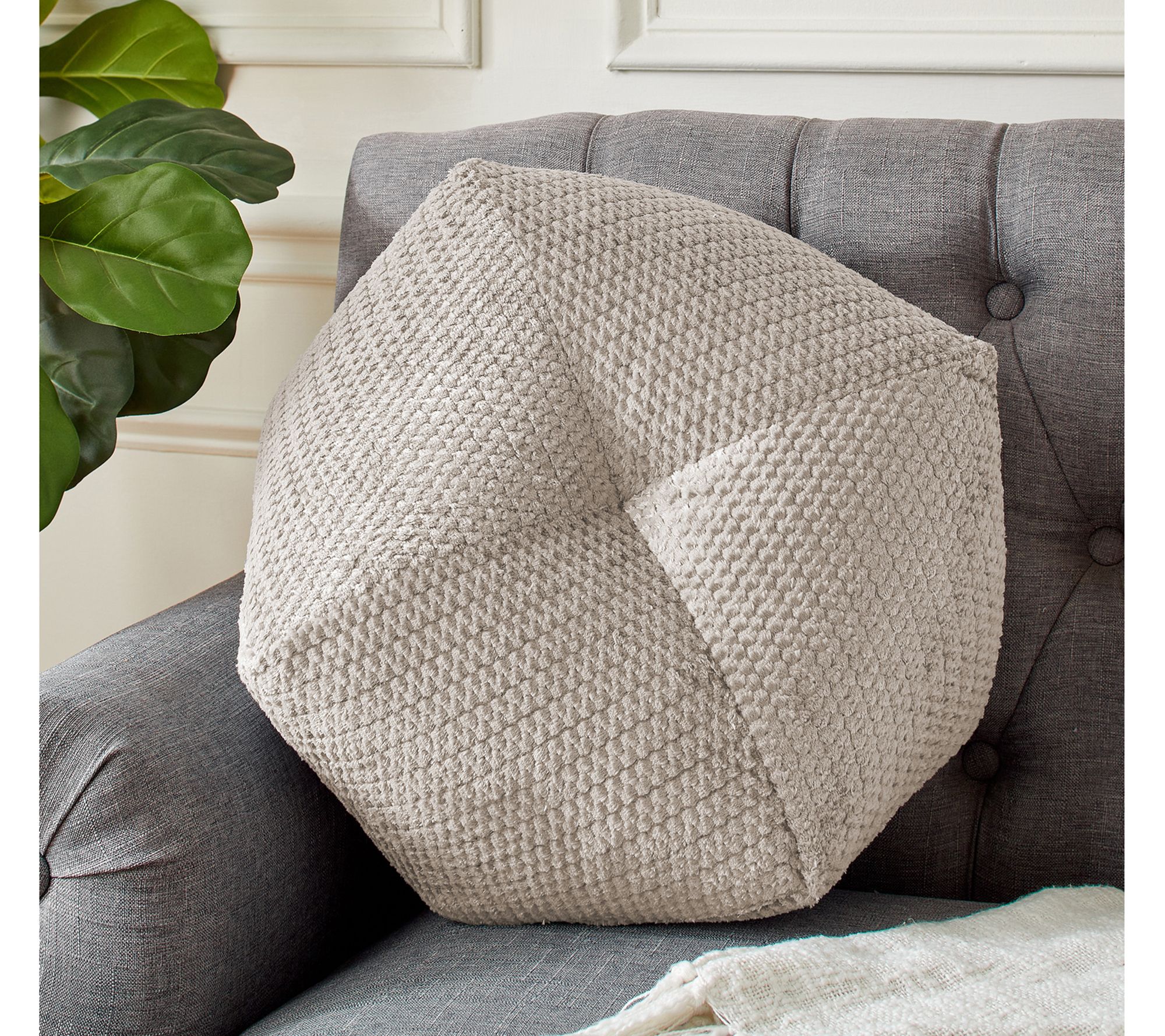 Sorra Home Indoor Cozy 25" Geo Pouf - QVC.com