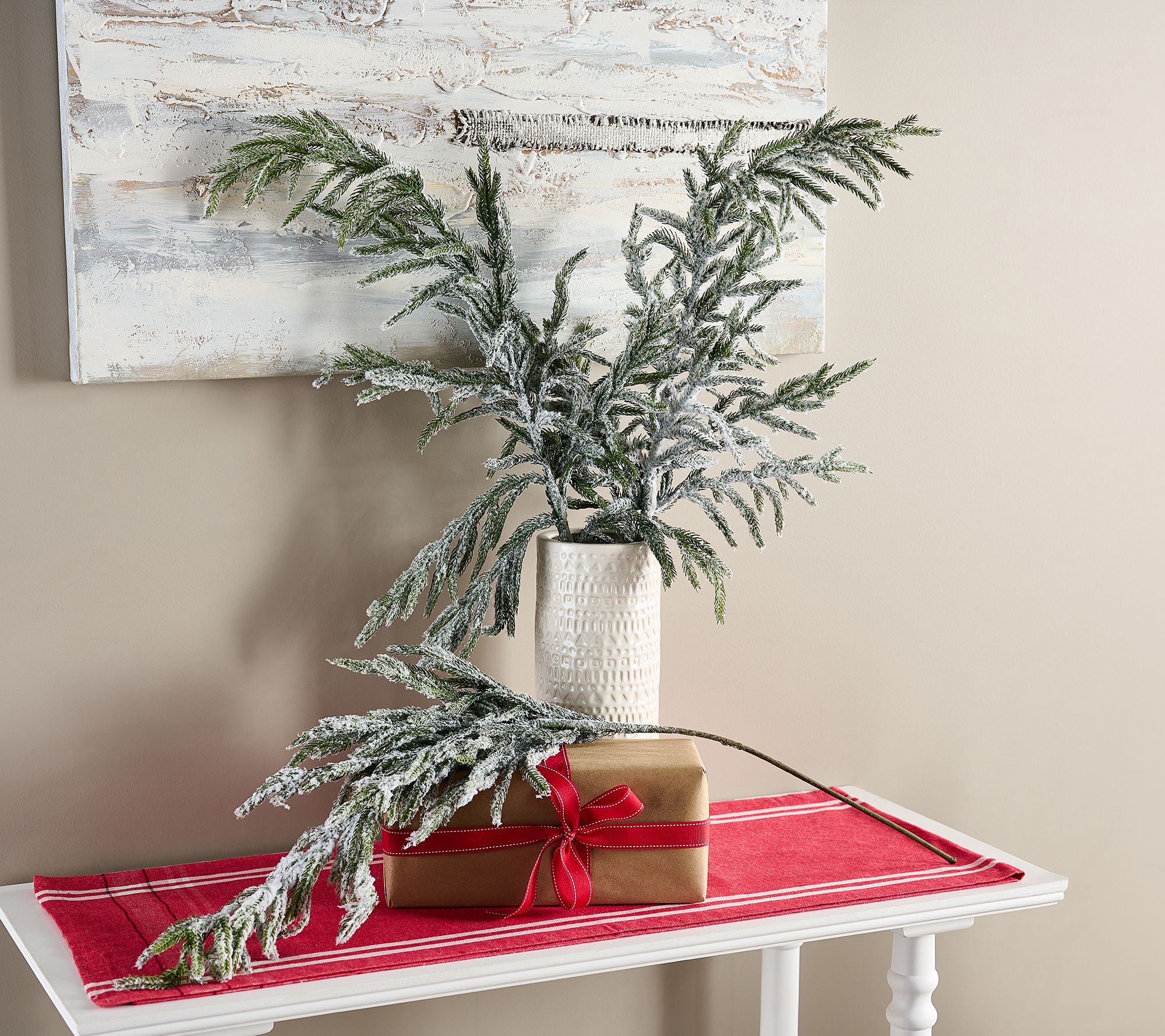 "As Is" Set/3 38" Natural Touch Flocked Pine Stems by Valerie - QVC.com