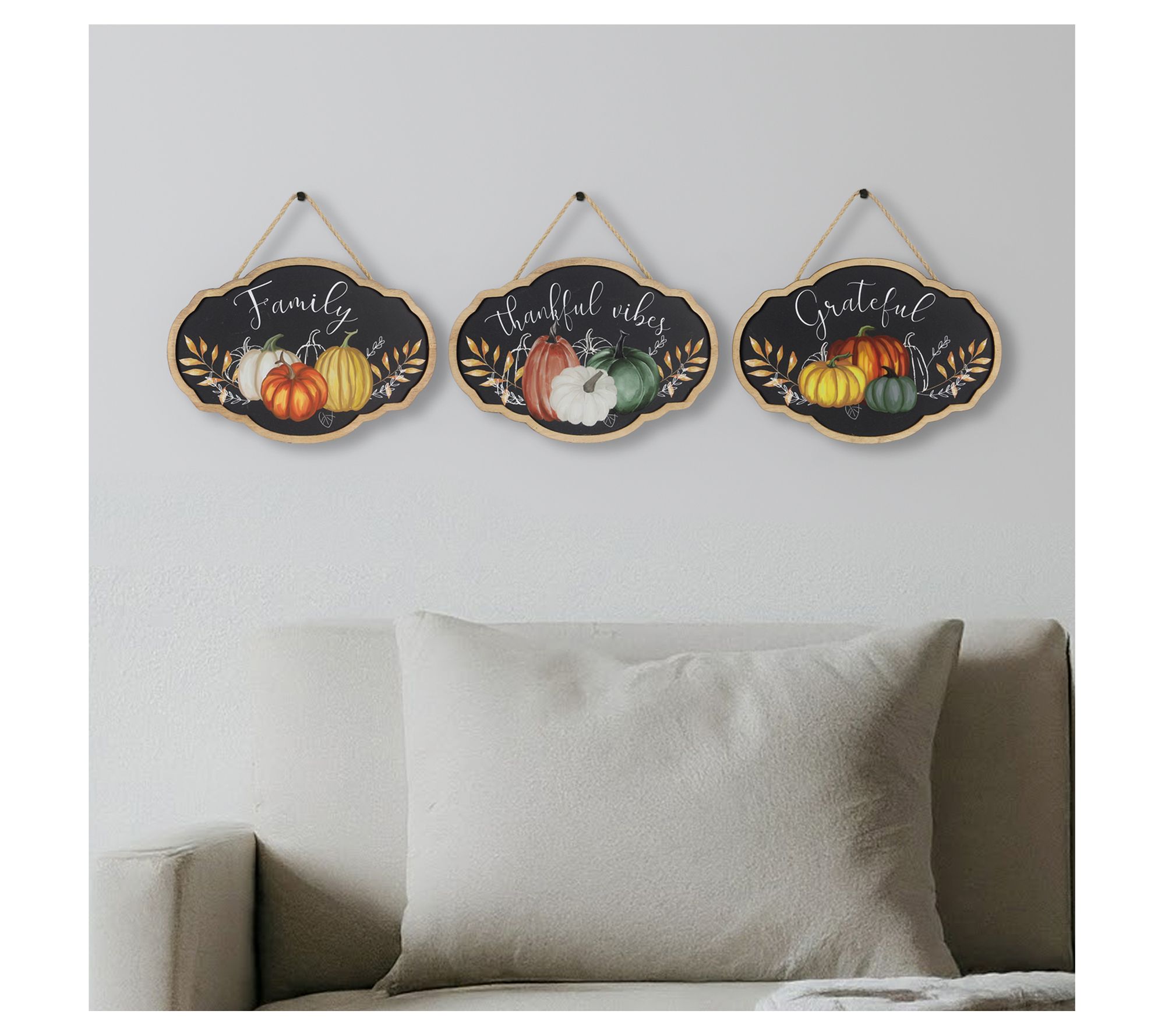 Young's Wood Traditional Fall Wall Sign, Set of3 - QVC.com