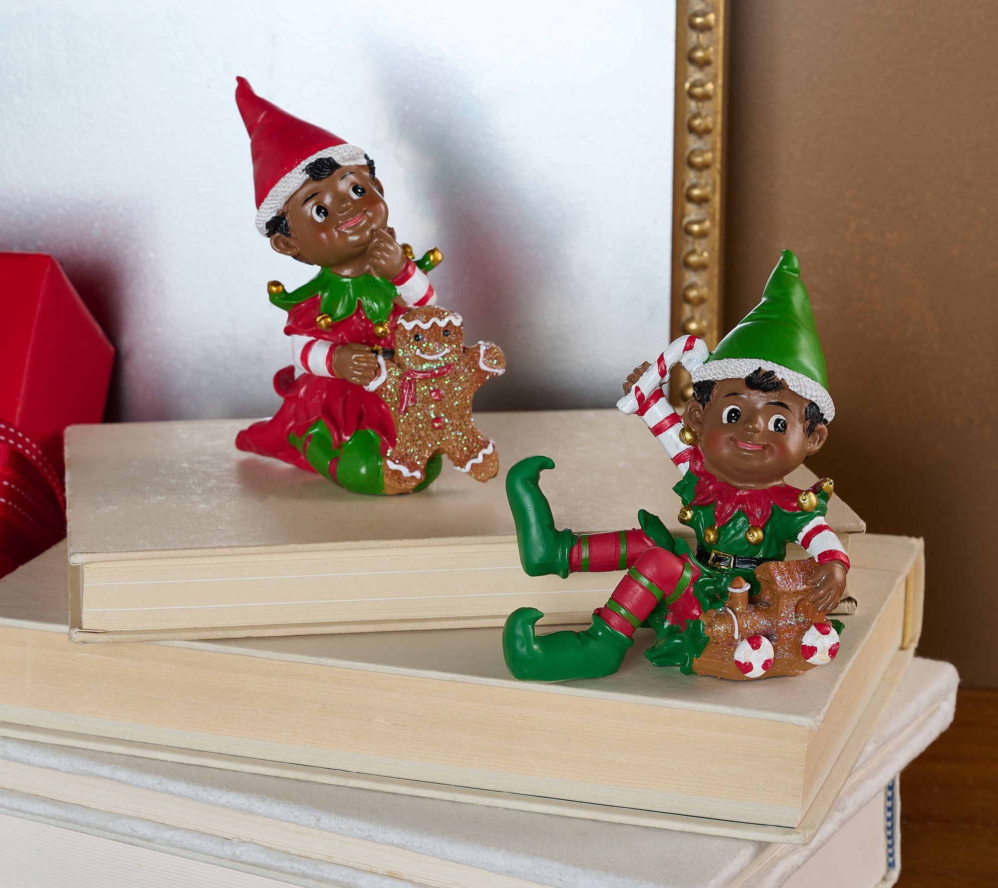 "As Is" Set of 2 Playing Elf Figures by Valerie - QVC.com