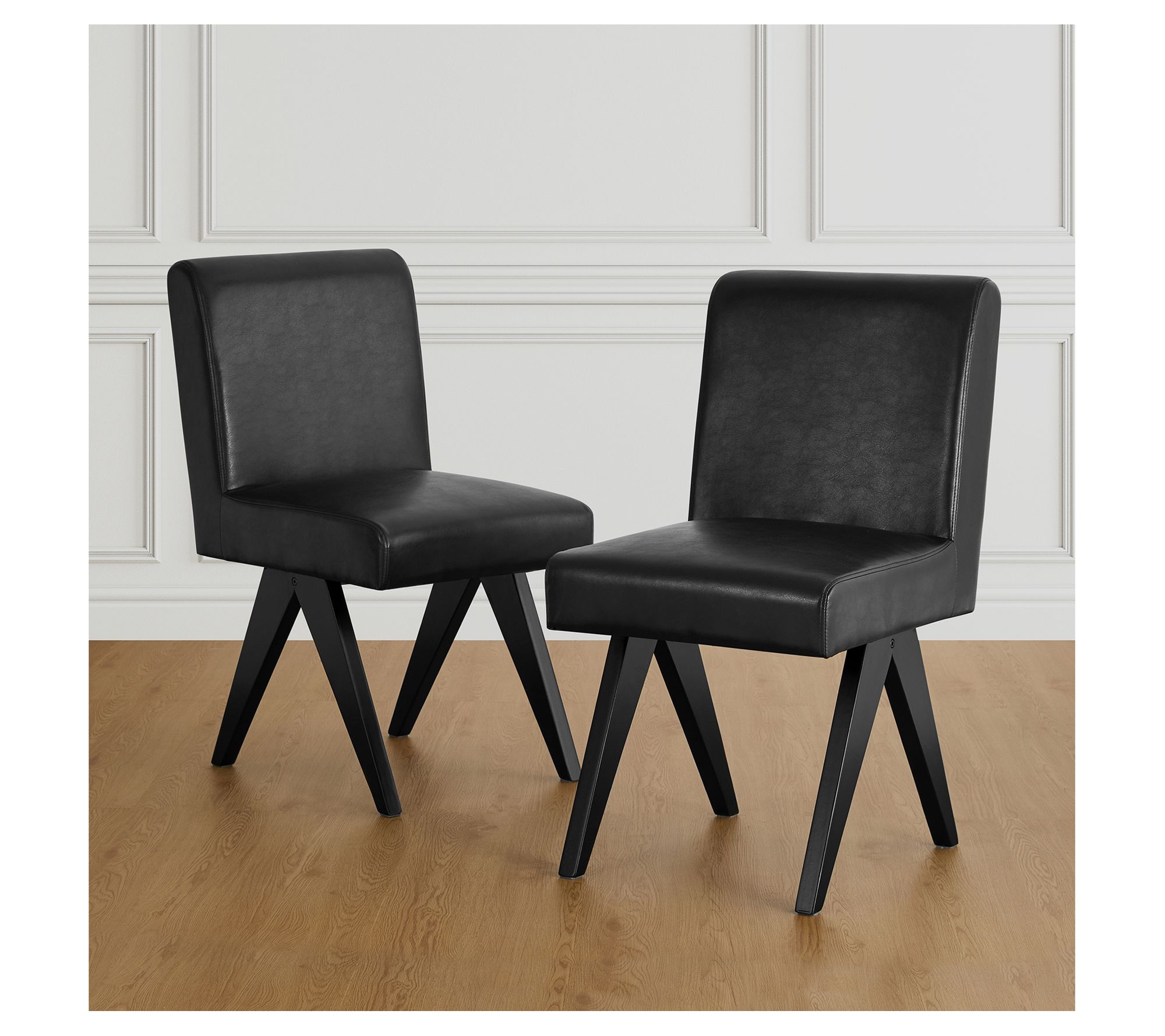 Glitzhome Modern V-Leg Leatherette Dining Casual Chairs S/2 - QVC.com