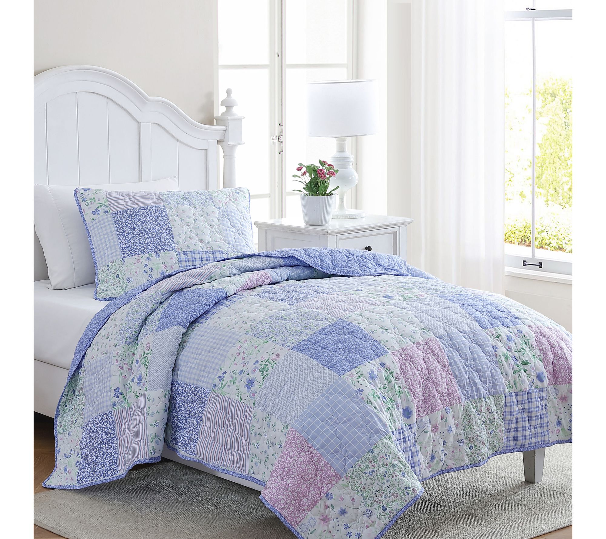 Laura Ashley Parker Patchwork Twin Quilt Sham Set - QVC.com