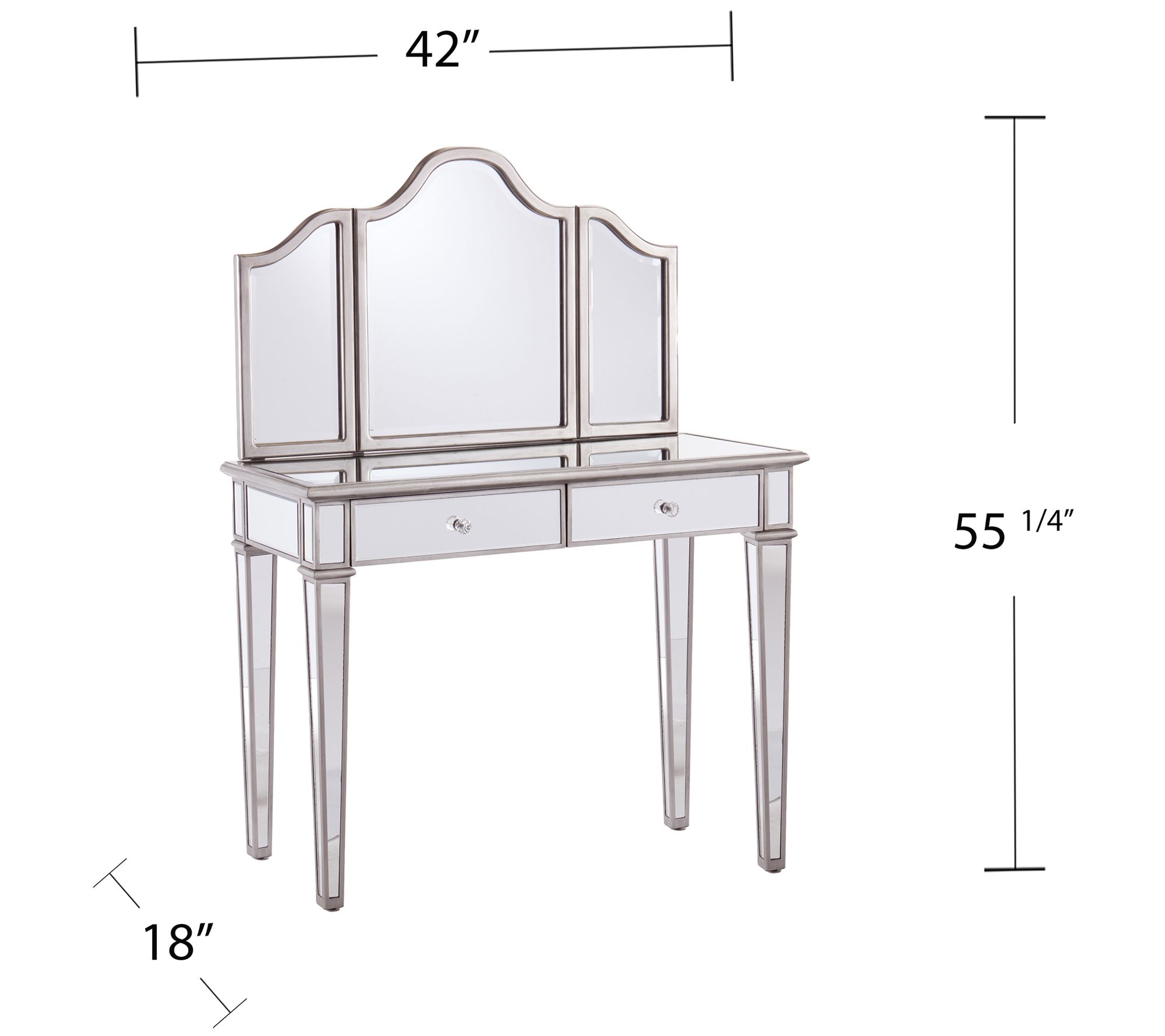 SEI Kalla Mirrored Vanity Set With Storage - QVC.com