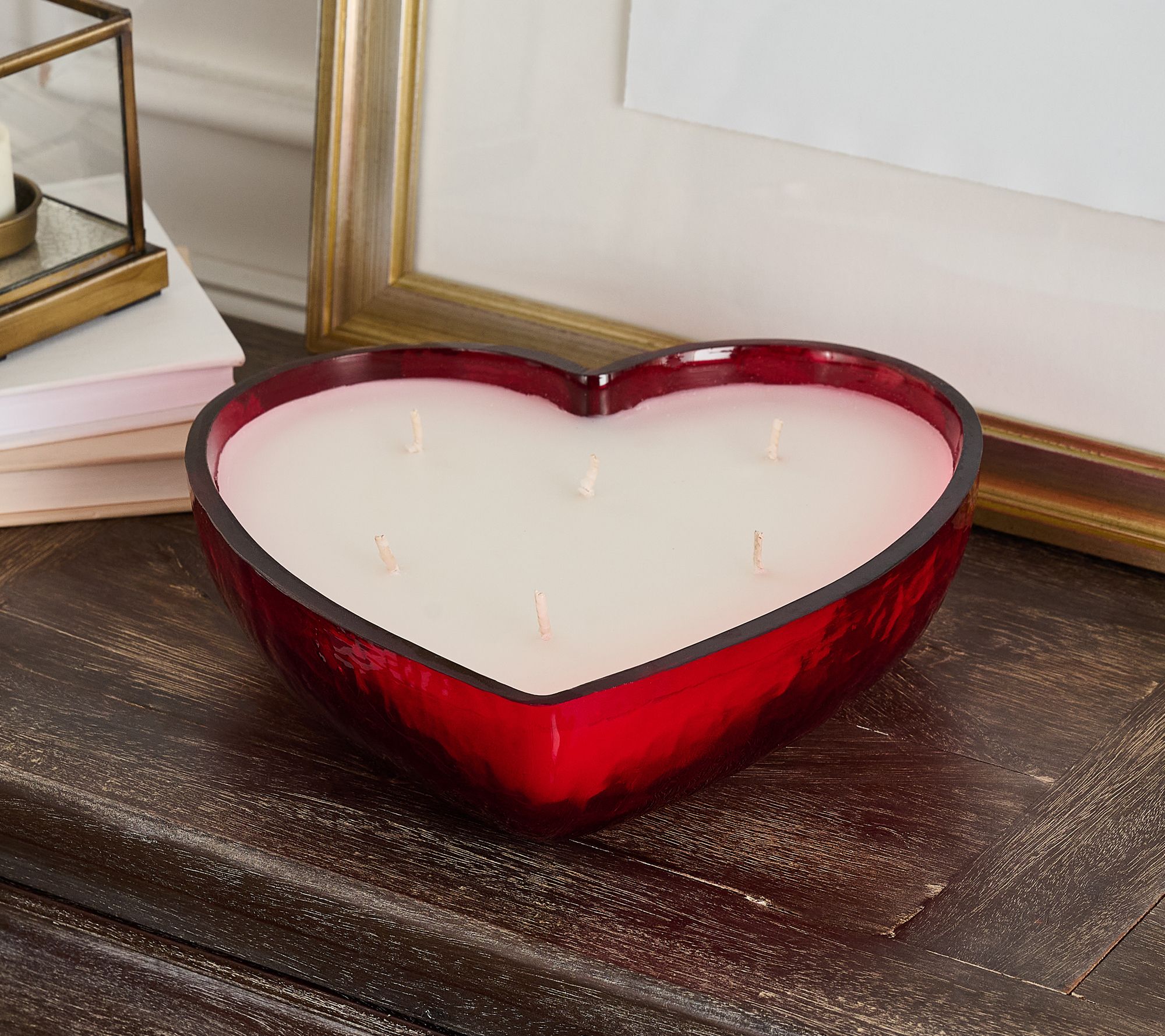 "As Is" Home Reflections 28oz Glass Heart Shape Candle - QVC.com