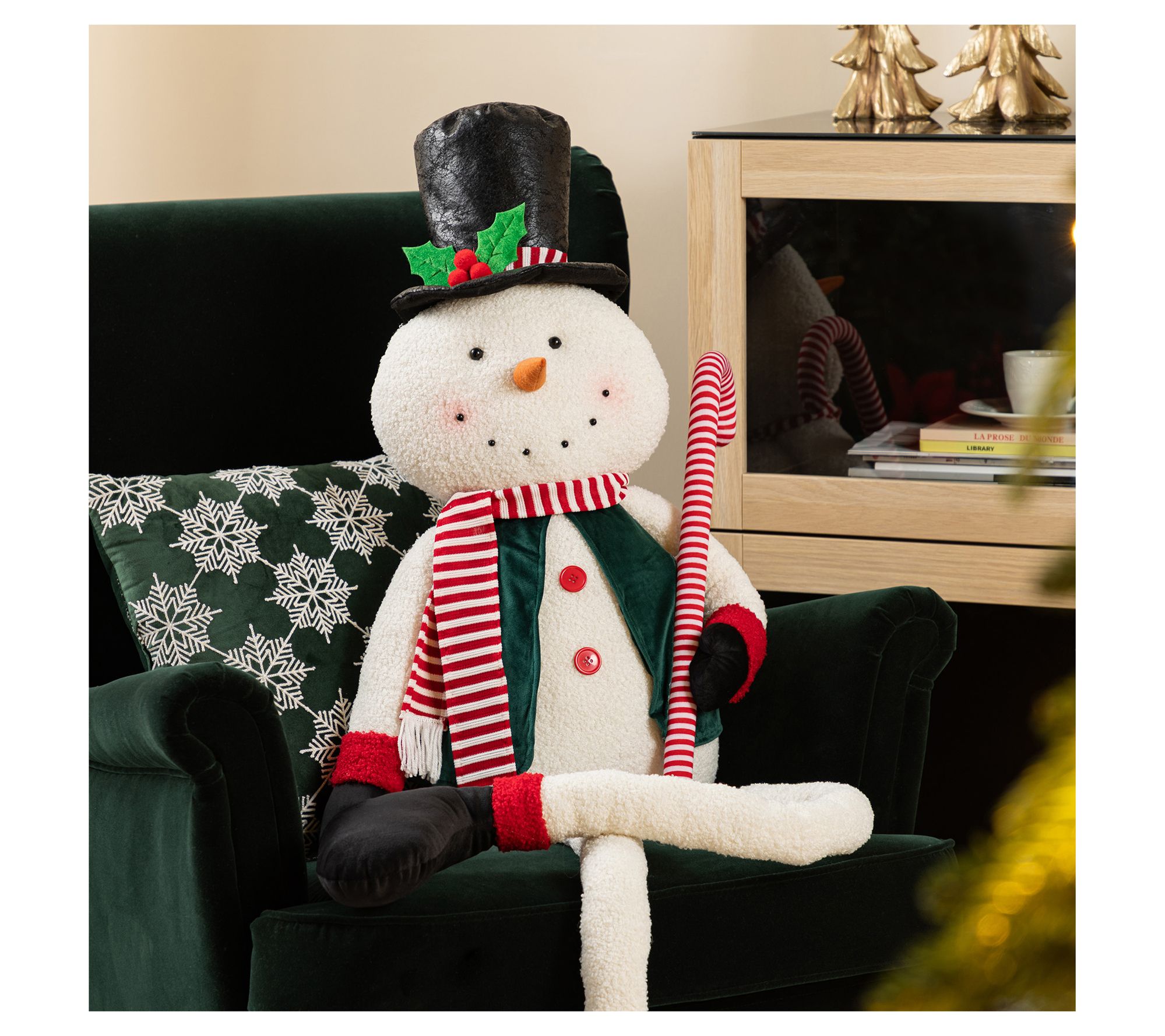 Glitzhome 60"H Christmas Extra Large Fabric Snowman - QVC.com