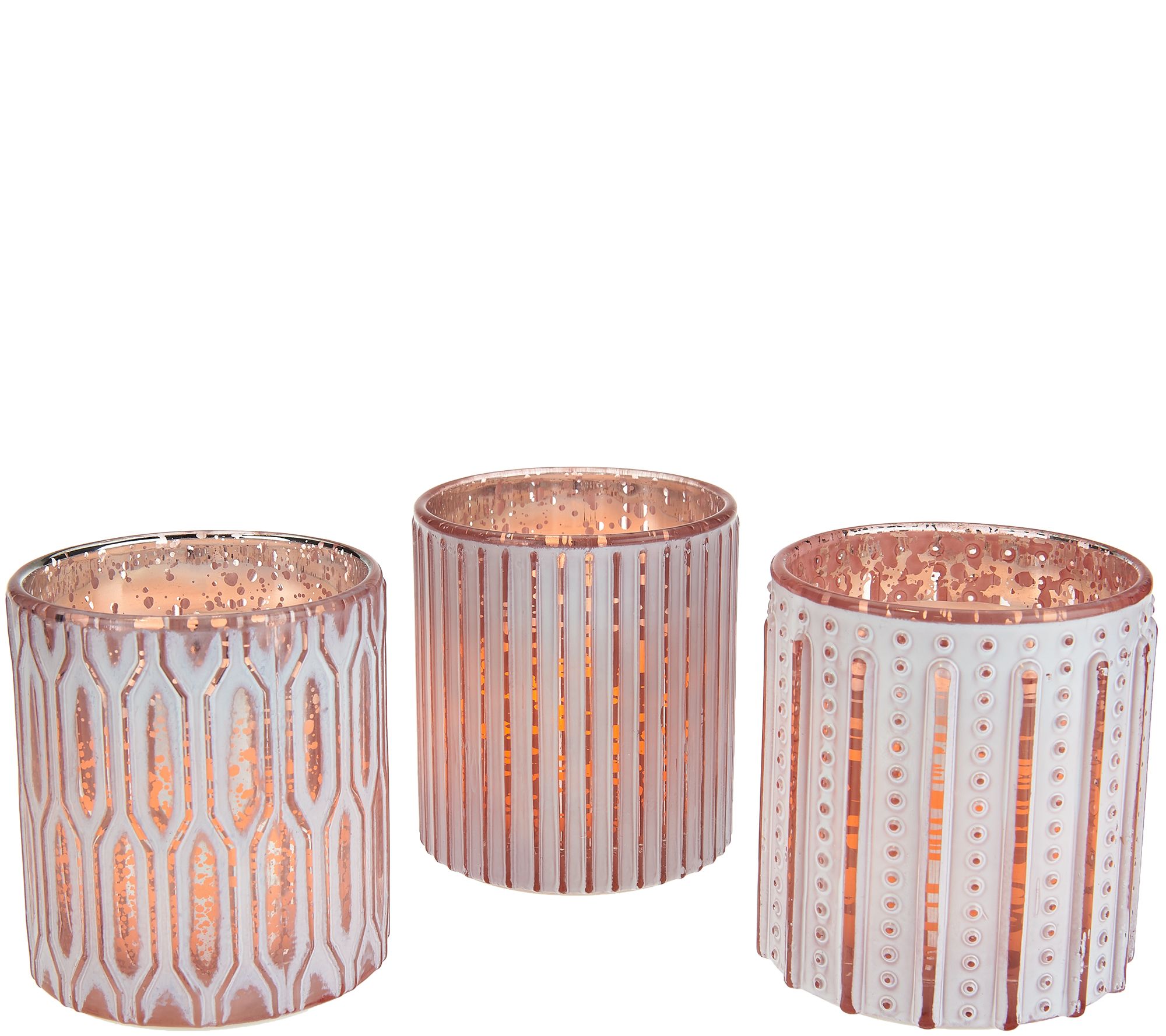 Candle Impressions S/3 Flameless Candles in Patterned Glass - QVC.com