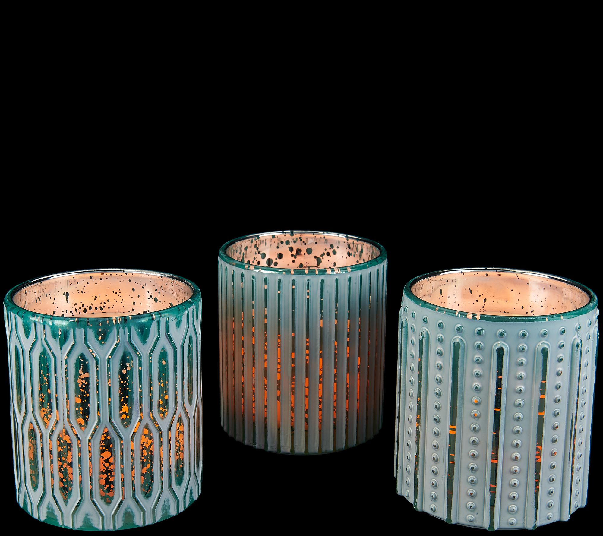 Candle Impressions S/3 Flameless Candles in Patterned Glass - QVC.com