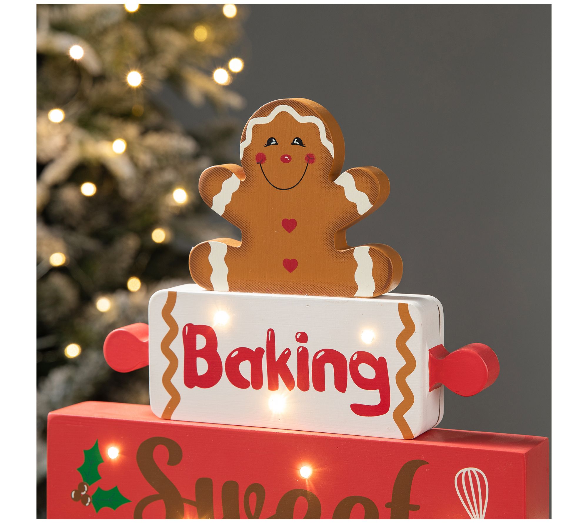 Glitzhome 12"H Lighted Christmas Gingerbread Man Table Decor - QVC.com