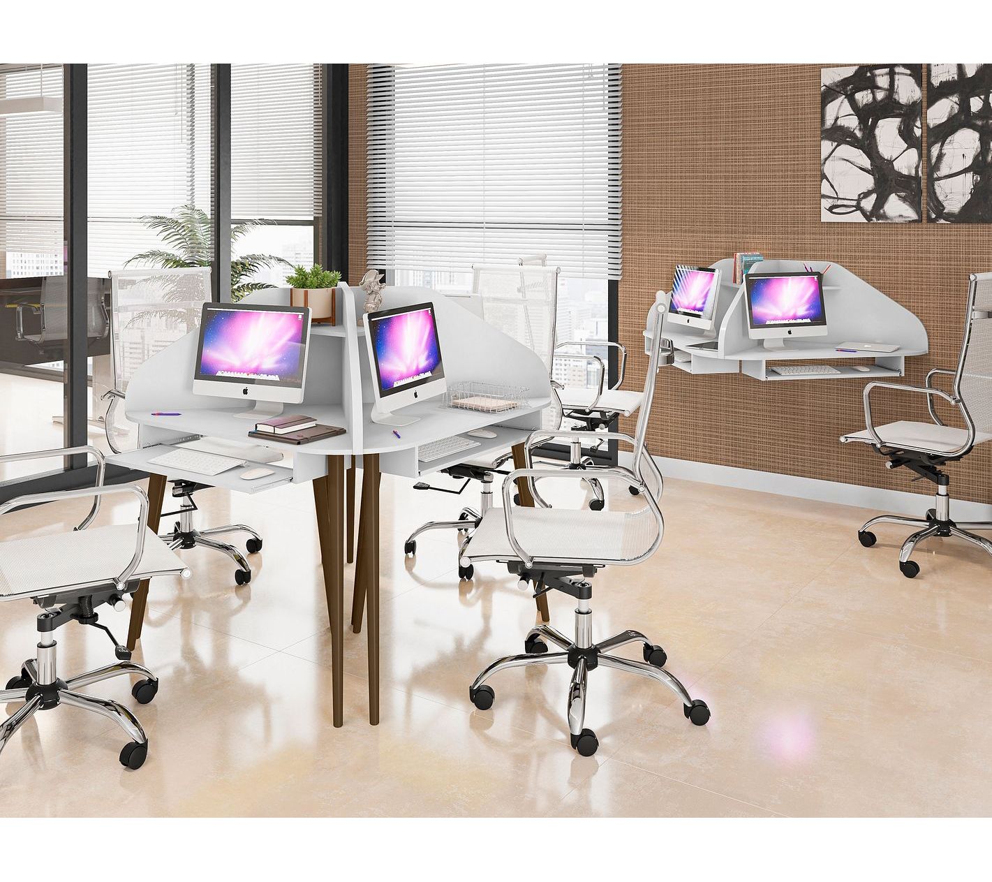 Manhattan Comfort Bradley Floating 2-Piece Cubicle Desk - QVC.com