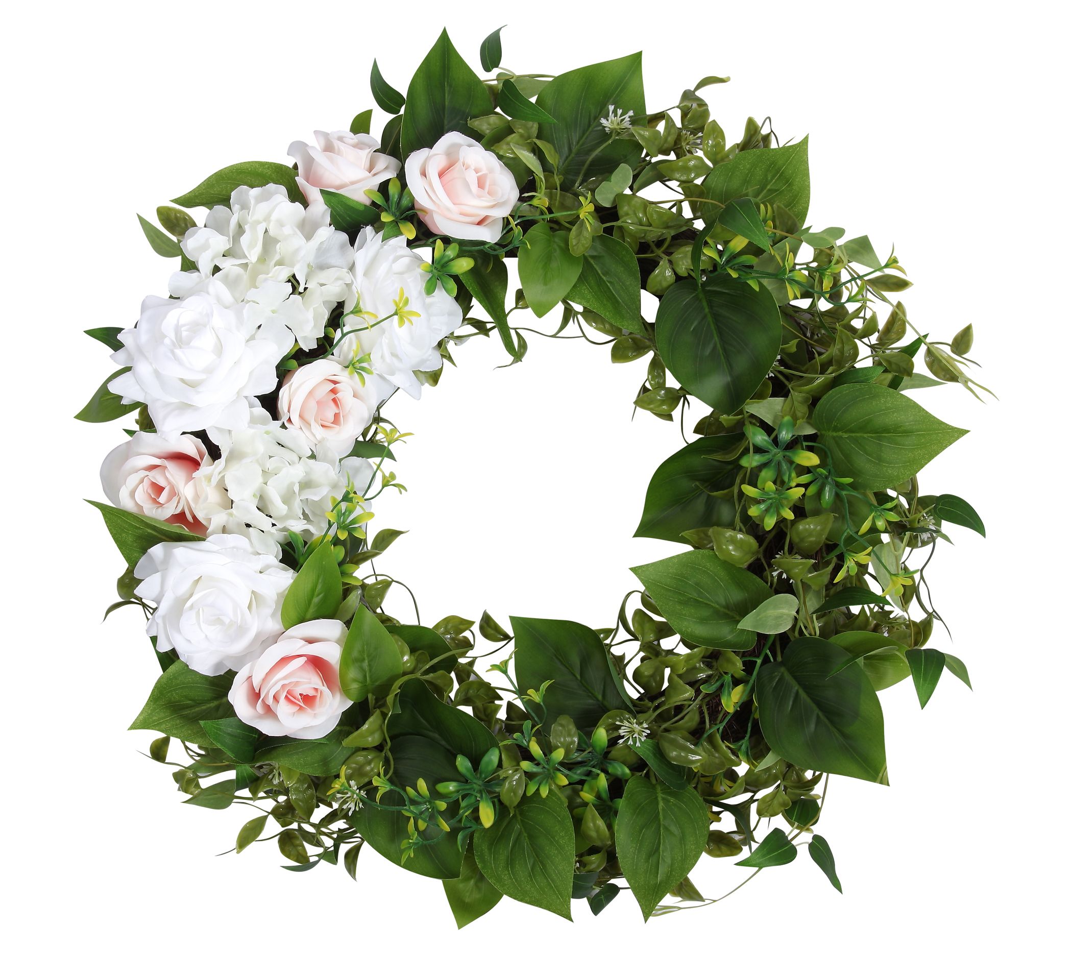 Haute Decor 24" Rose Hydrangea Wreath with Grapevine Base - QVC.com