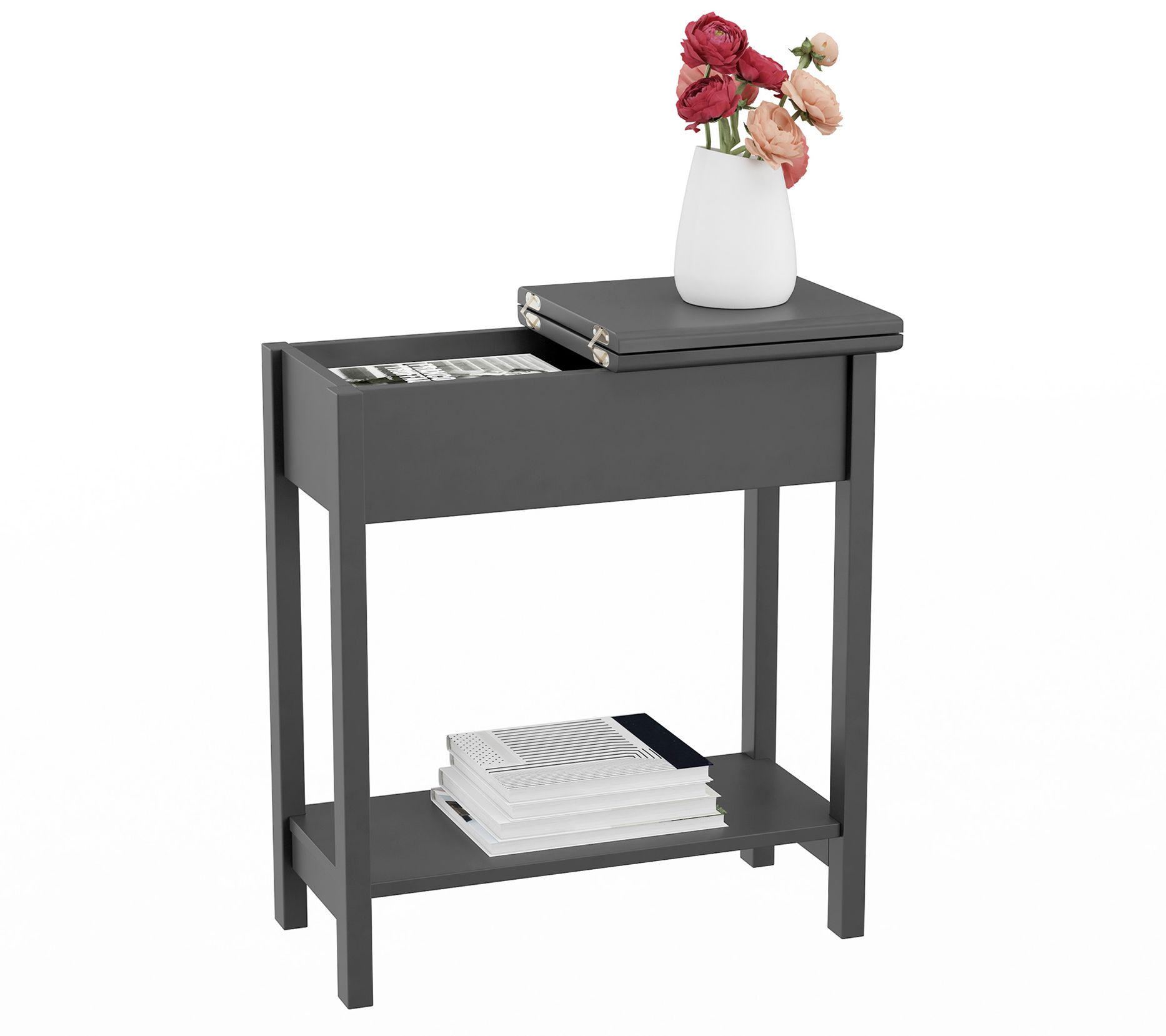 Lavish Home Flip-Top End Table Slim Side Console with Storage - QVC.com