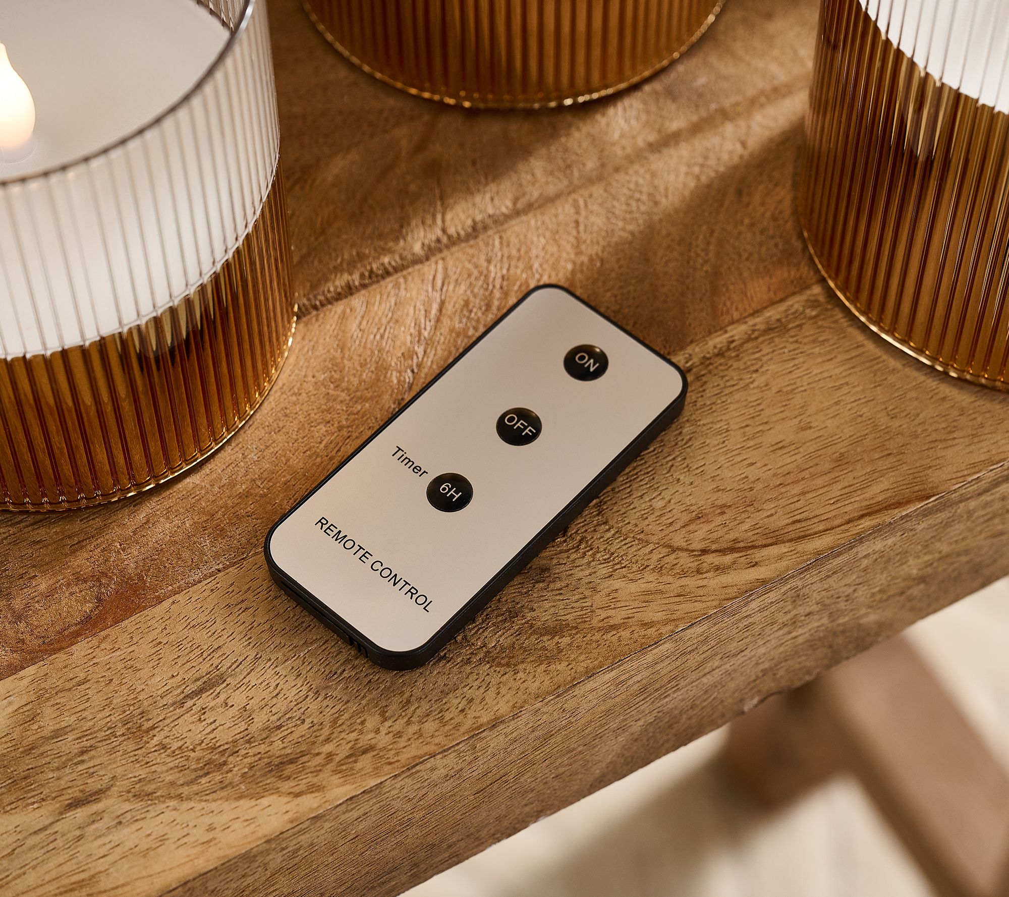 "As Is" Fierce Home Set of 3 Ribbed Glass Flameless Candles - QVC.com